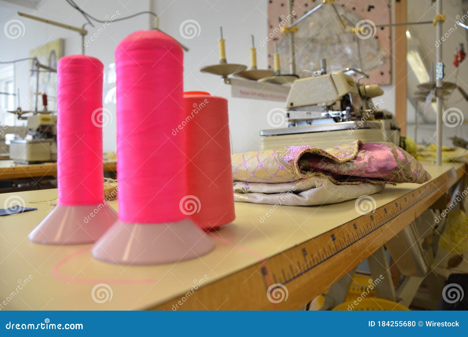 Pink spools of thread stock photo. Image of design, room - 184255680