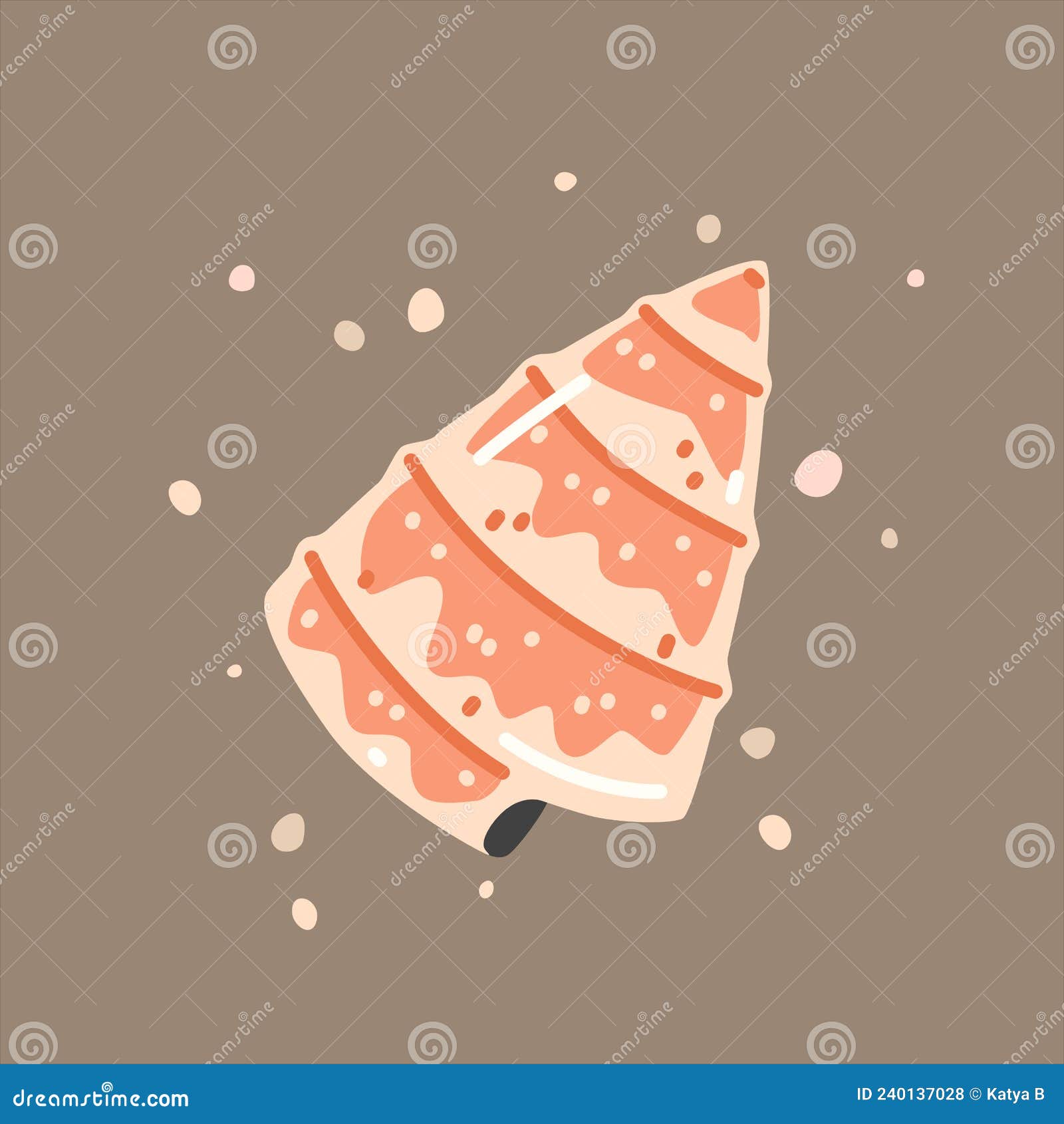 Pink Spotted Sea Shell Trochus. Vector Flat Illustration Stock Vector ...