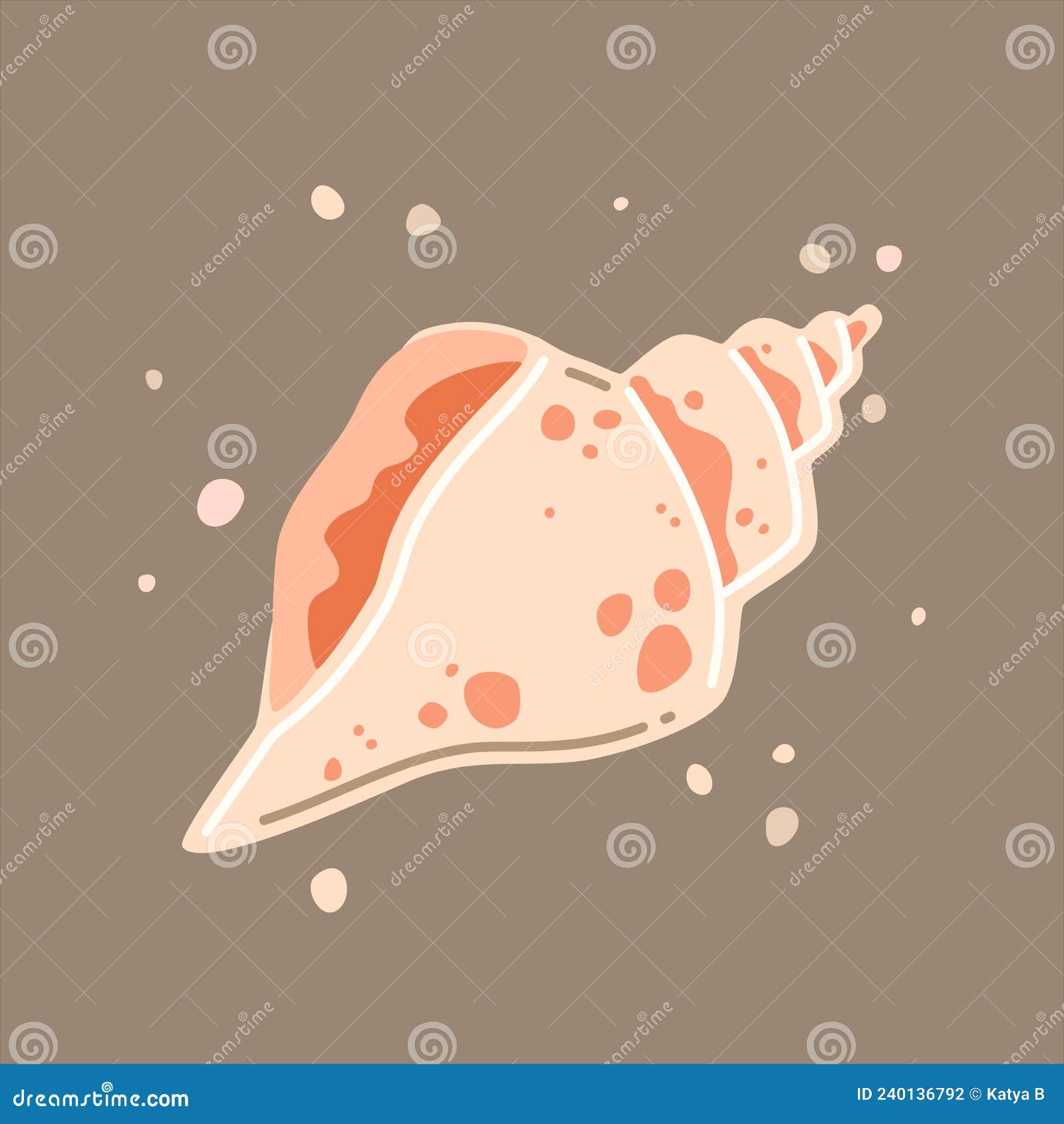 Pink Spotted Sea Shell. Vector Flat Illustration Stock Vector ...