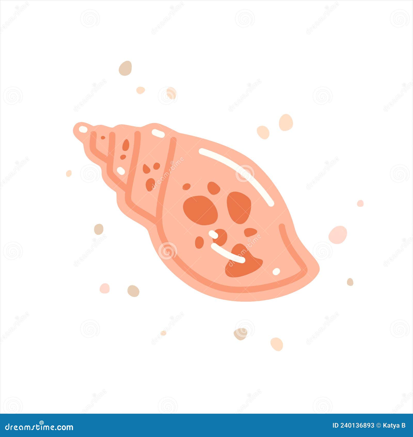 Pink Spotted Sea Shell. Vector Flat Illustration Stock Vector ...