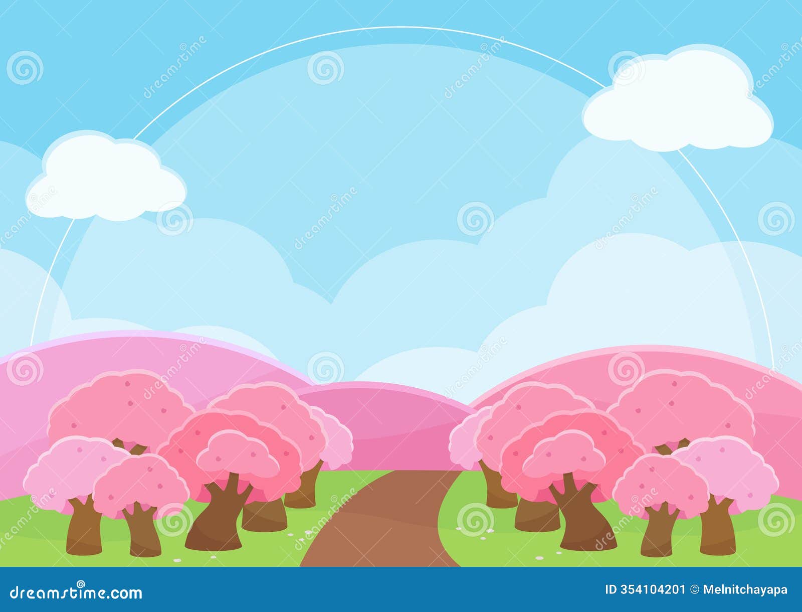 Pink Spring Field Background 2 Stock Vector - Illustration of border, sakura: 354104201