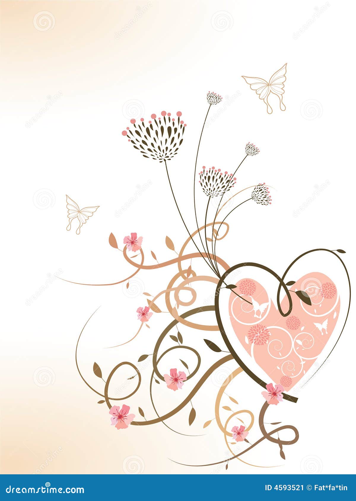 Pink Spring Floral Heart Swirls Stock Vector - Illustration of beauty ...