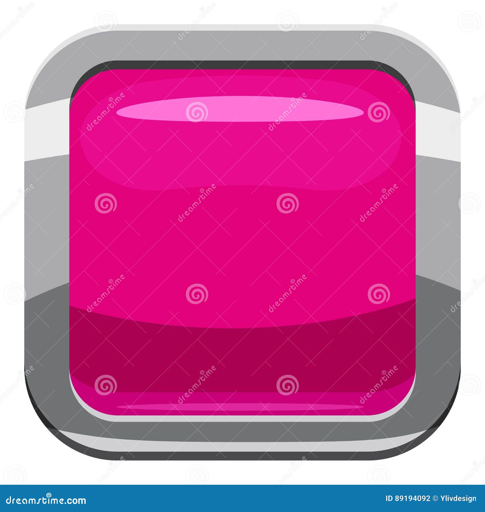 Pink Square Button Icon, Cartoon Style Stock Vector - Illustration of ...