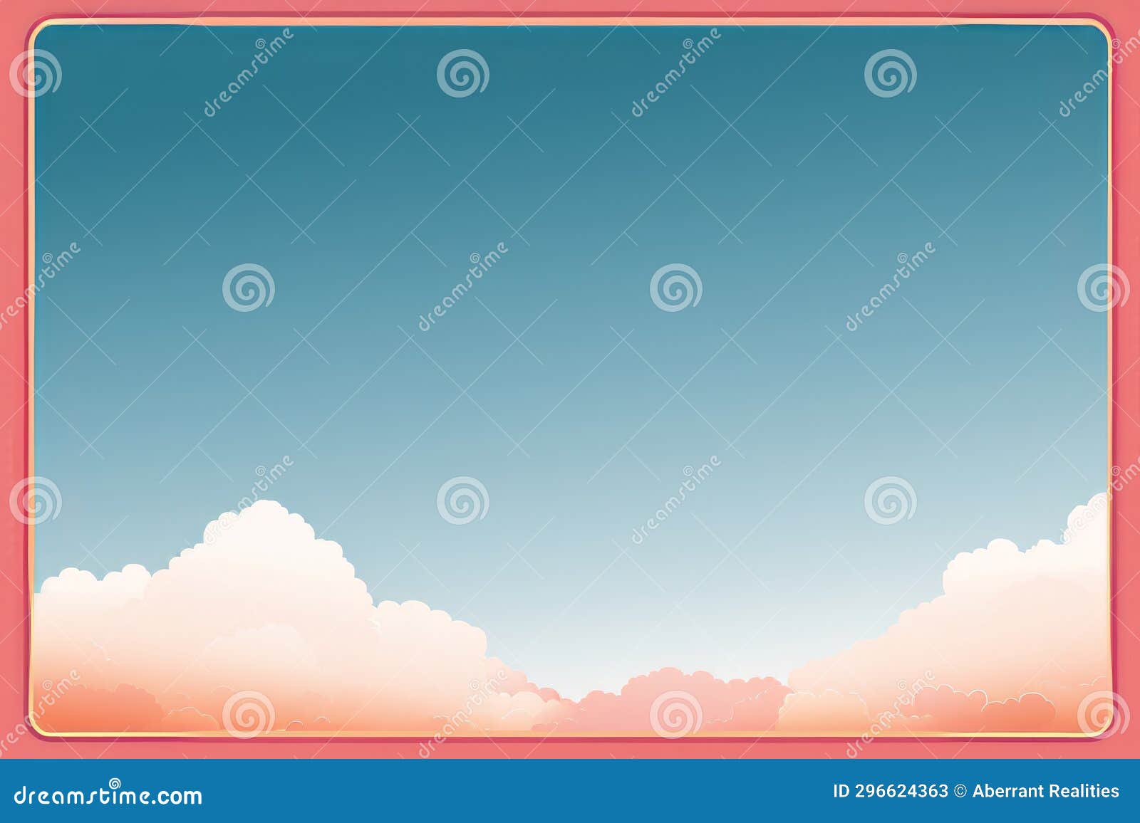 A Pink Square Frame with Clouds in the Sky Stock Illustration ...