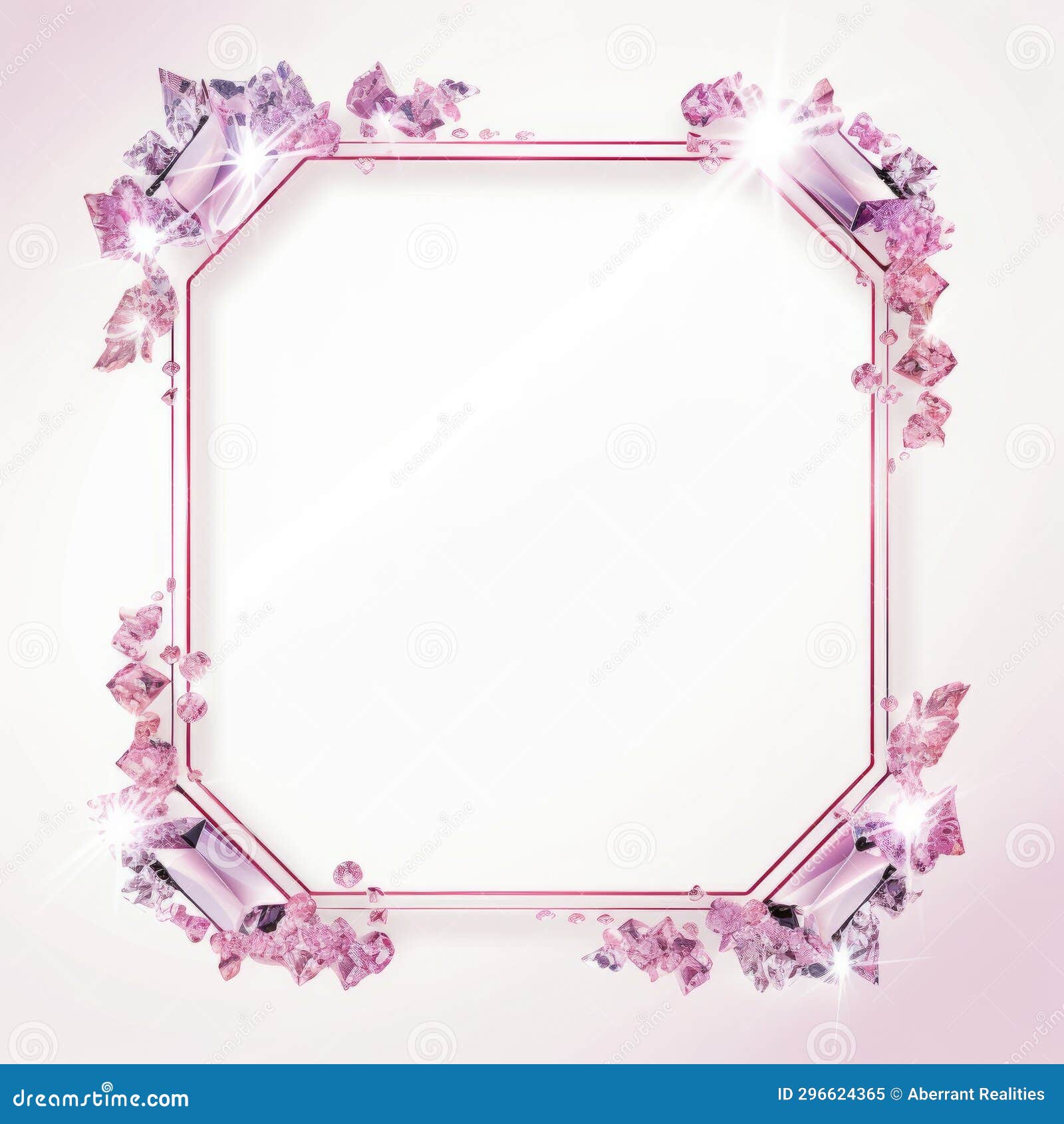 A Pink Square Frame with Crystals on it Stock Illustration - Illustration of shiny, luxury ...