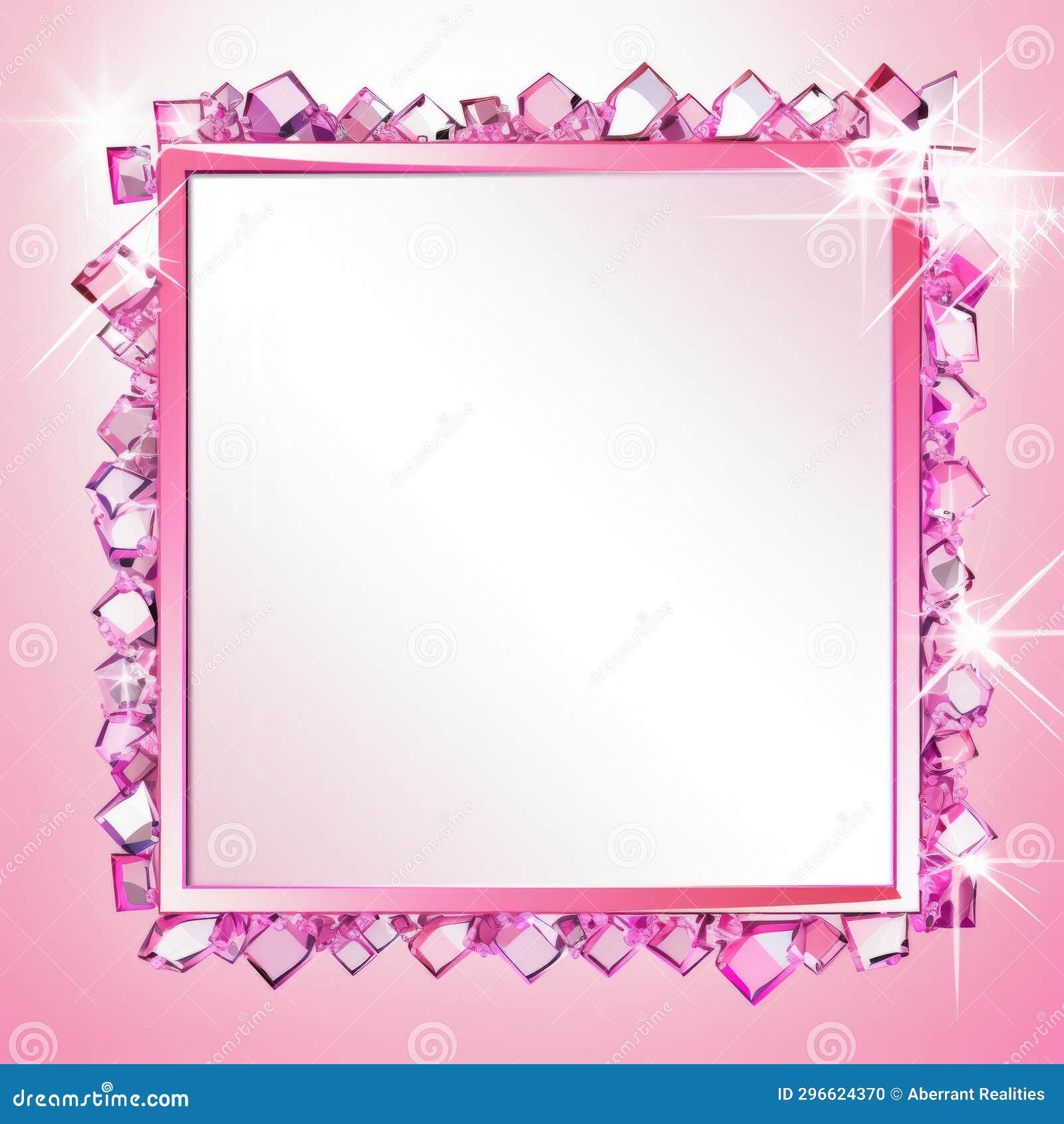 A Pink Square Frame with Diamonds on a Pink Background Stock ...
