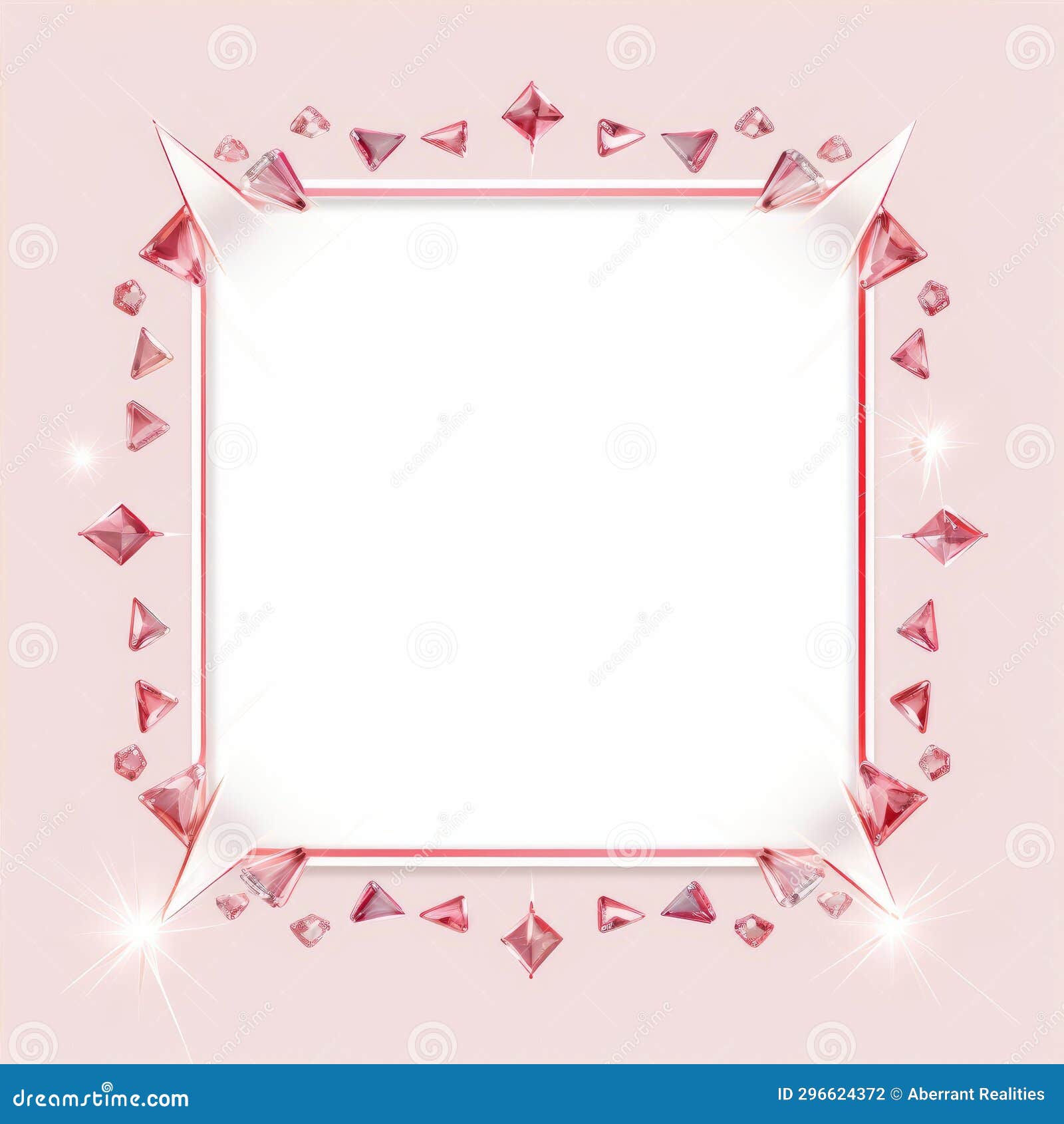 A Pink Square Frame with Diamonds on a Pink Background Stock ...
