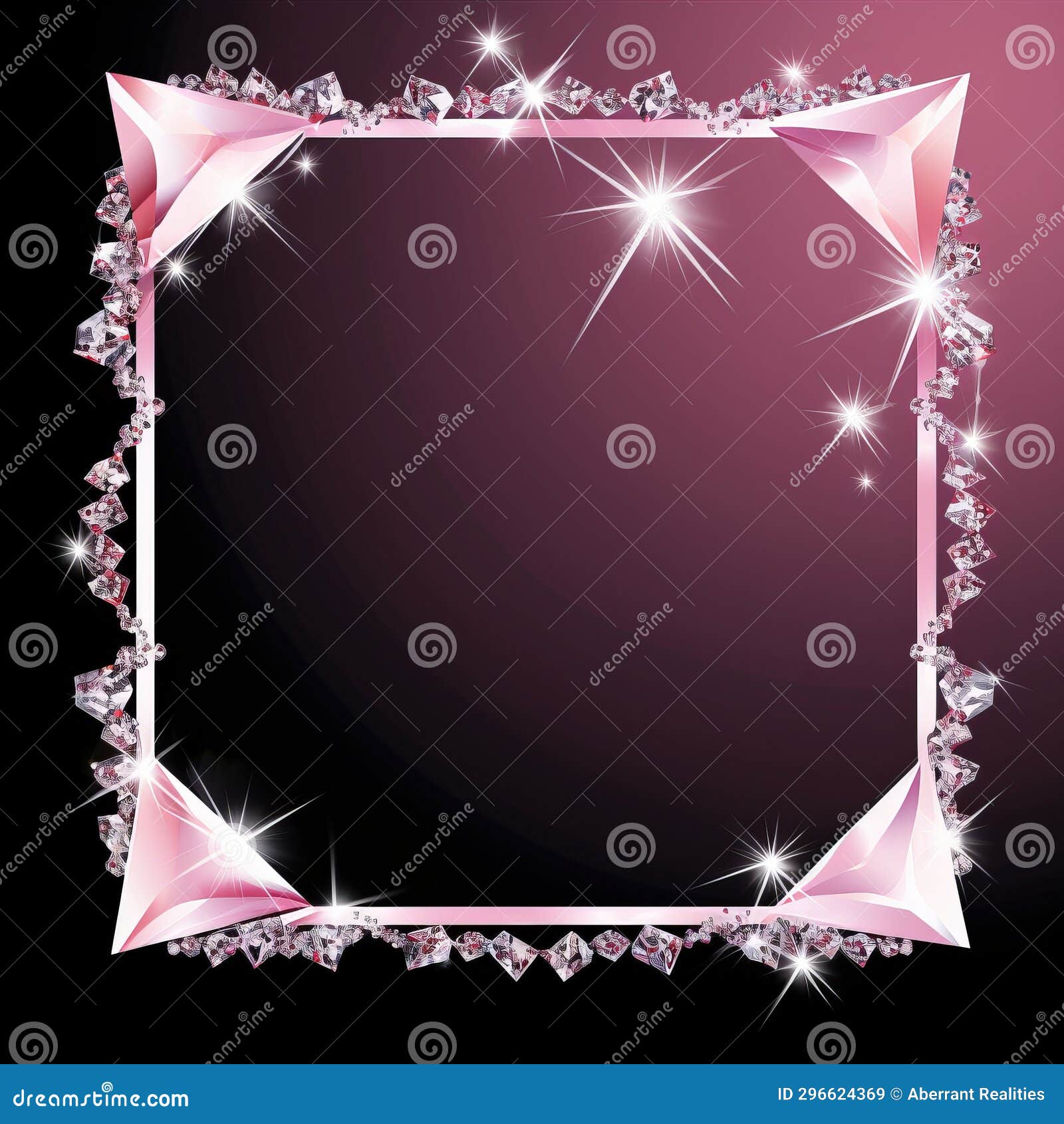 A Pink Square Frame with Diamonds on a Black Background Stock ...