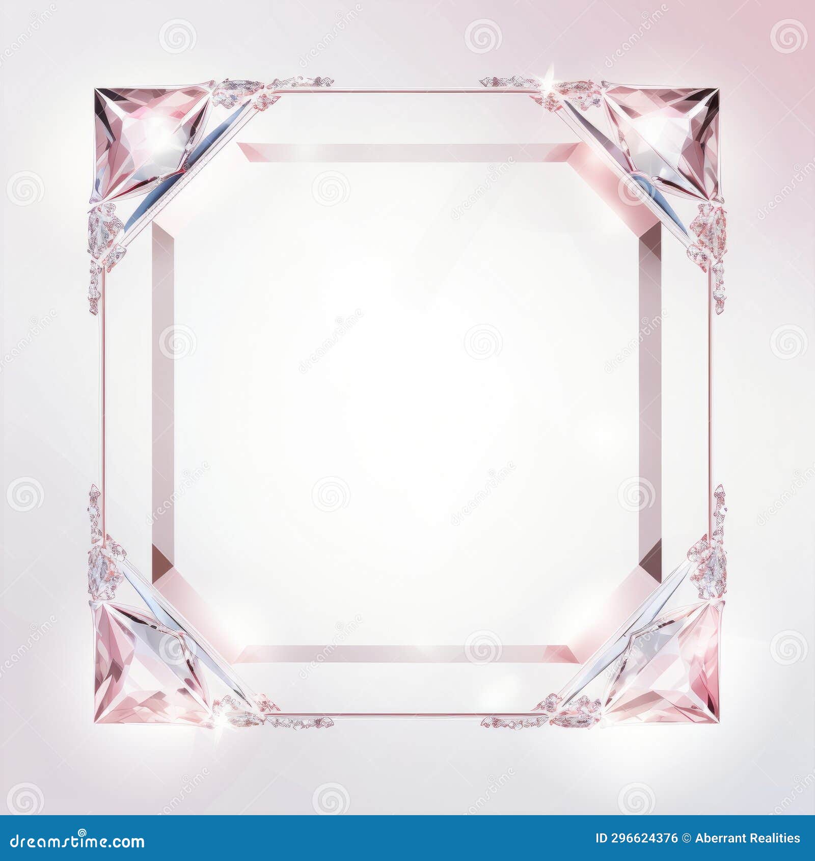 A Pink Square Frame with Diamonds on a White Background Stock ...