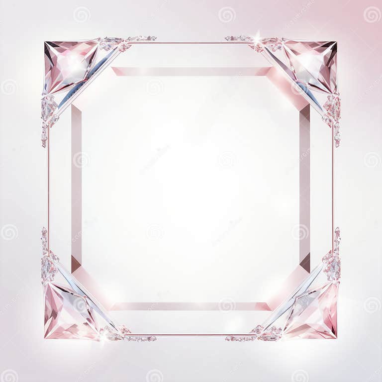 A Pink Square Frame with Diamonds on a White Background Stock ...