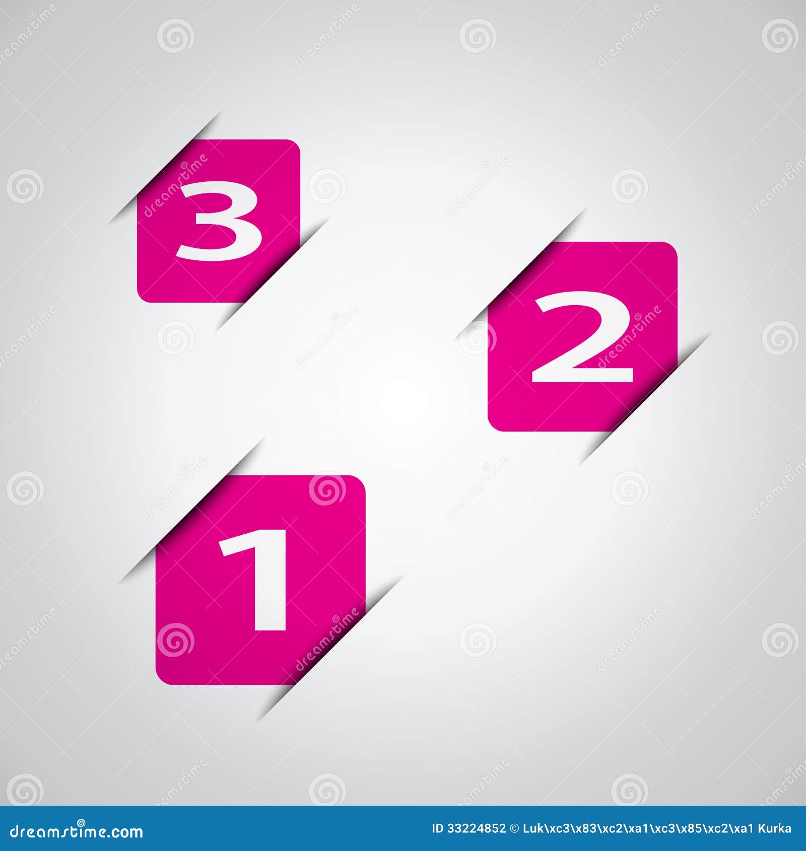 Pink Squares with Number One, Two and Three Stock Vector - Illustration ...