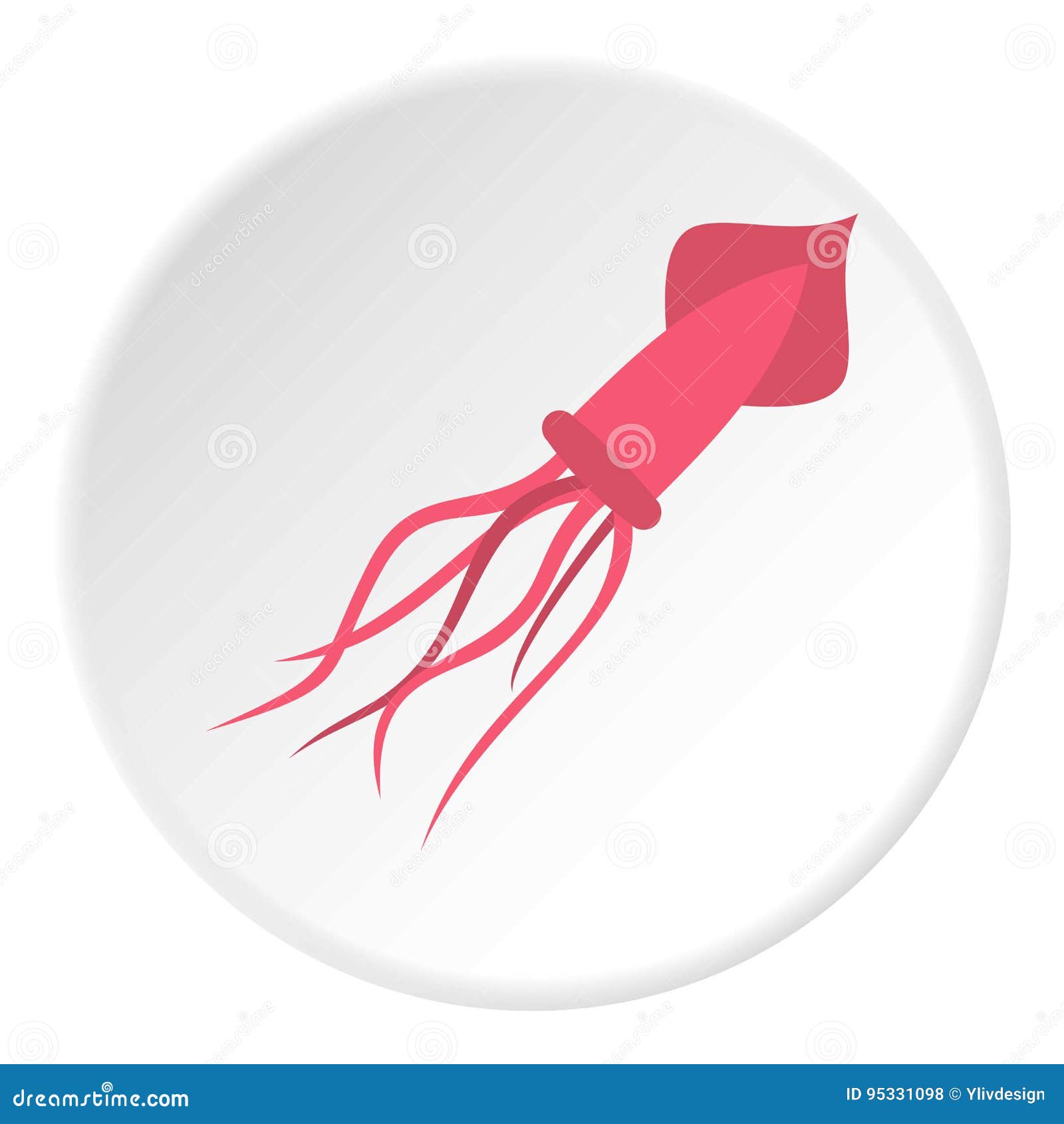 Pink squid icon circle stock vector. Illustration of invertebrate ...