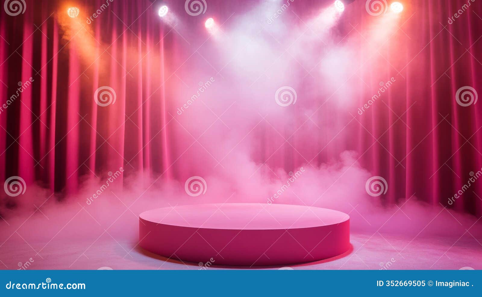 Pink Stage with Circular Platform and Dramatic Lighting Stock ...