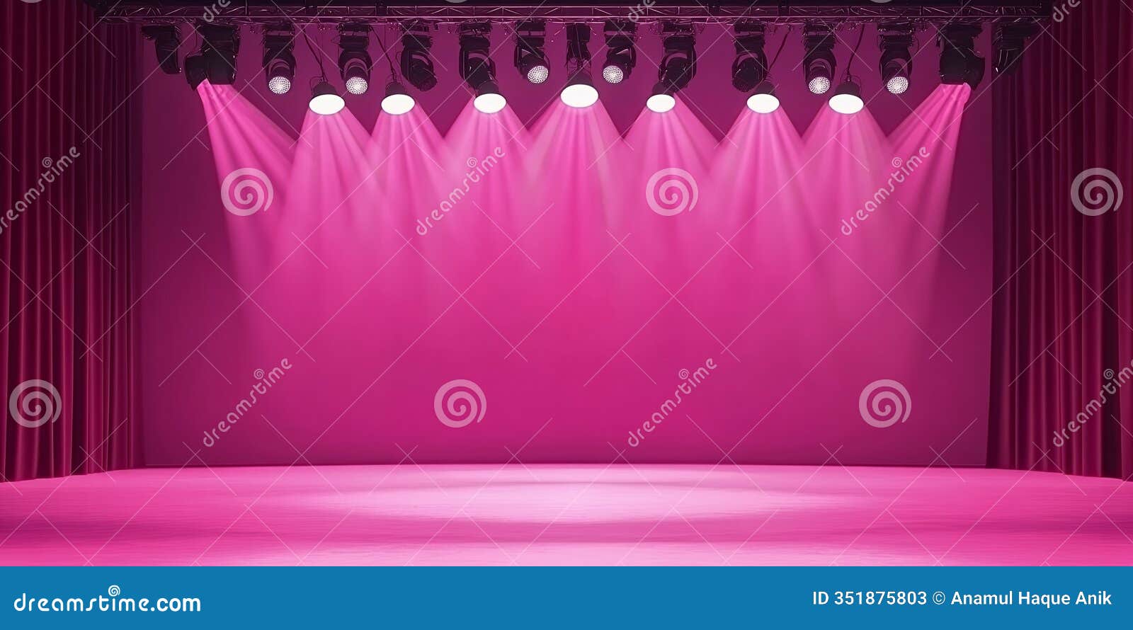 Pink Stage Lighting Spotlight Backdrop Empty Performance Space Stock ...