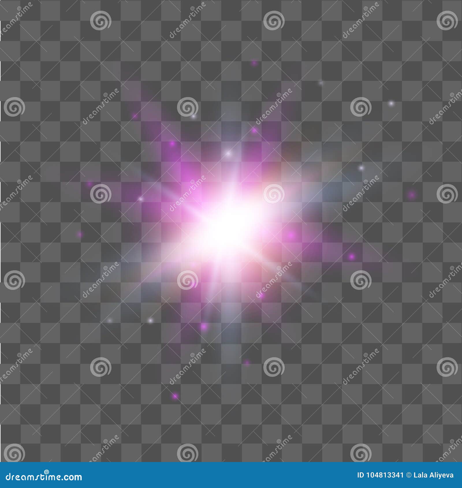 Pink Star Light Effect on Transparent Background. Glow Light Effect ...