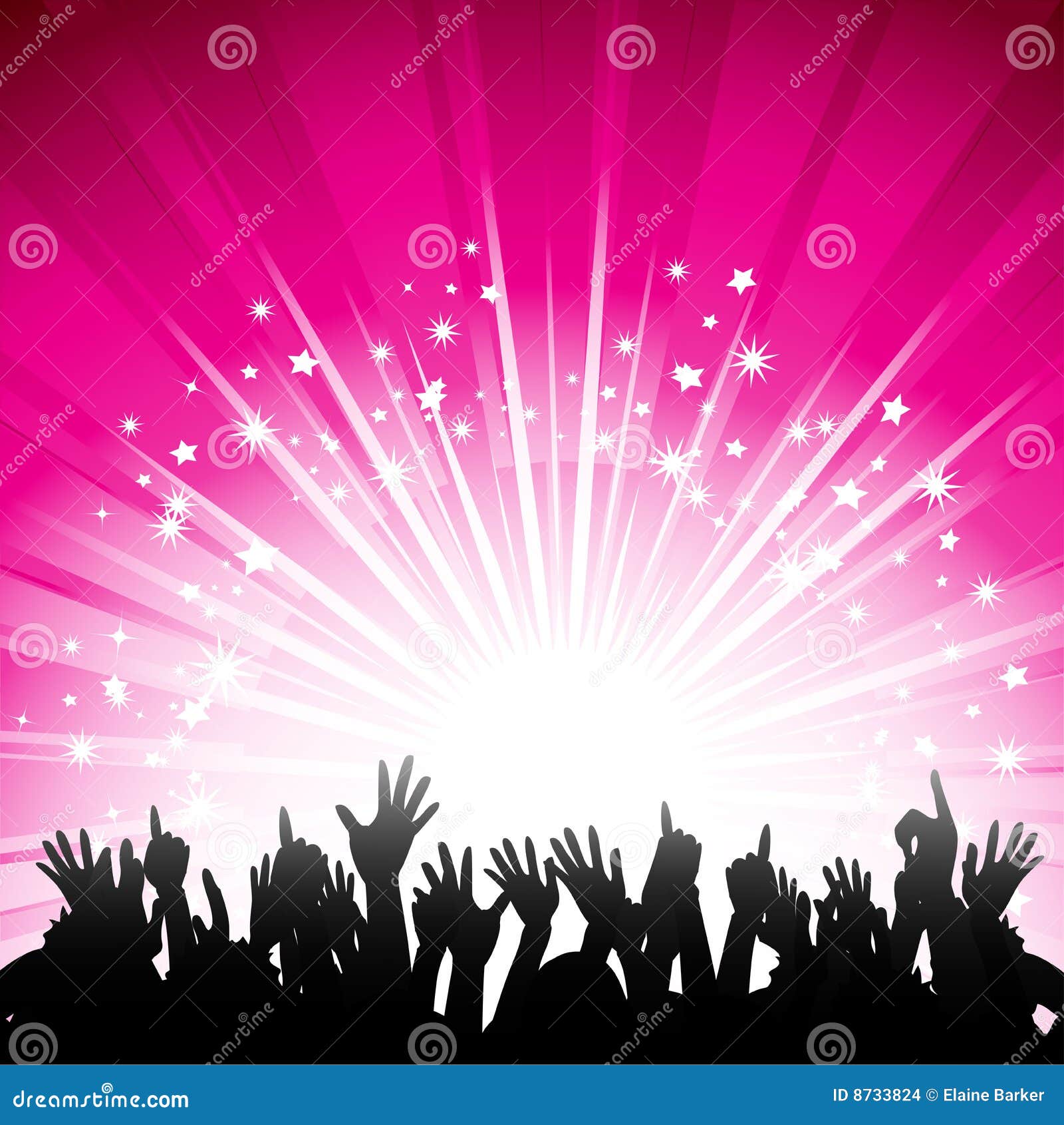 Pink starburst and crowd stock illustration. Illustration of vector ...