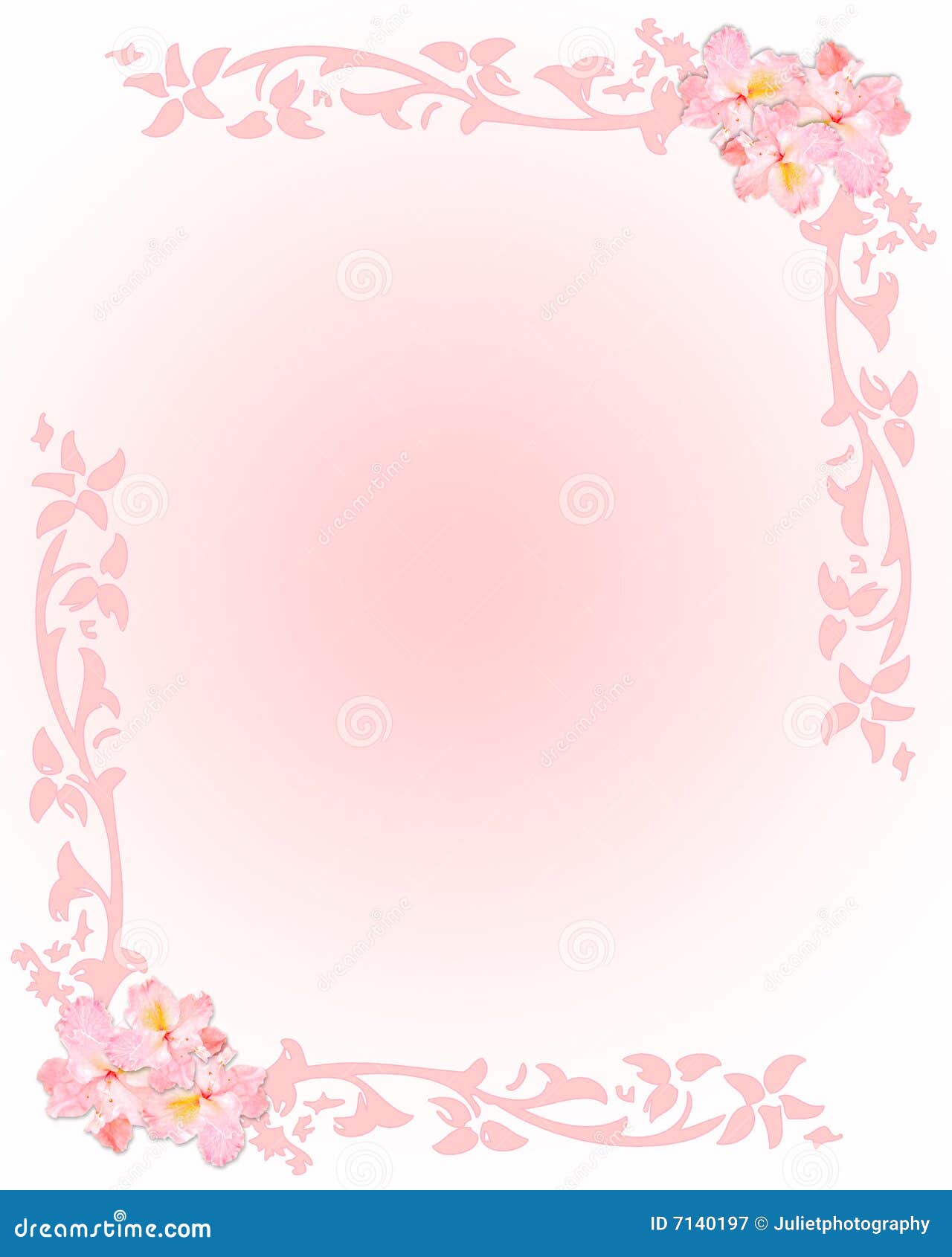 Pink Stationery with Flowers Stock Illustration - Illustration of ...
