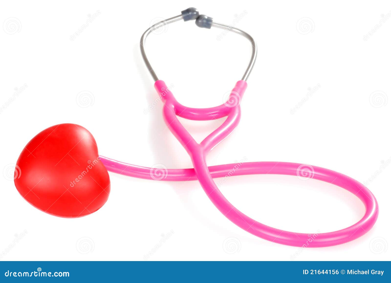 Pink Stethoscope with Red Heart Stock Photo - Image of instrument ...
