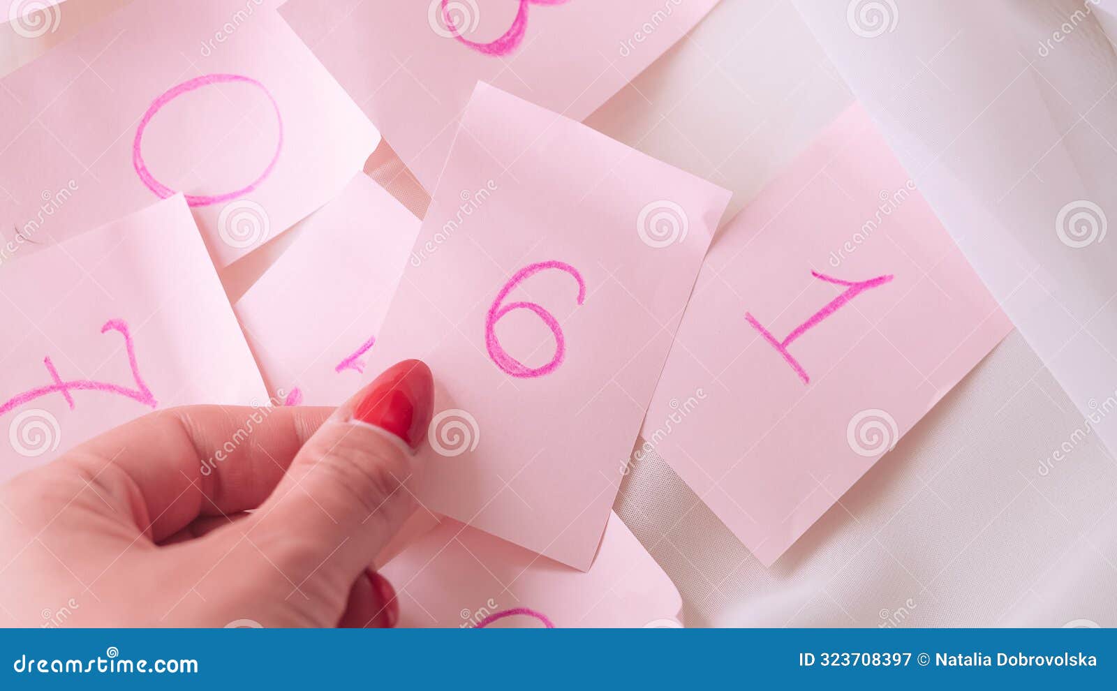 Pink Stickers with Numbers Analysis Concept Stock Image - Image of ...