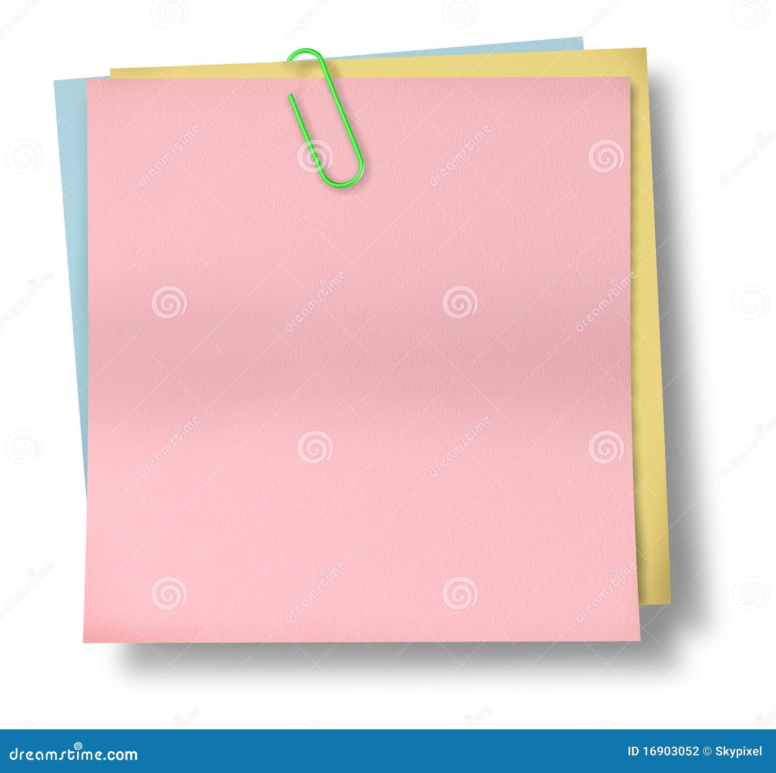 Pink Sticky Note Paper with Paper Clip Isola Stock Photo - Image of ...