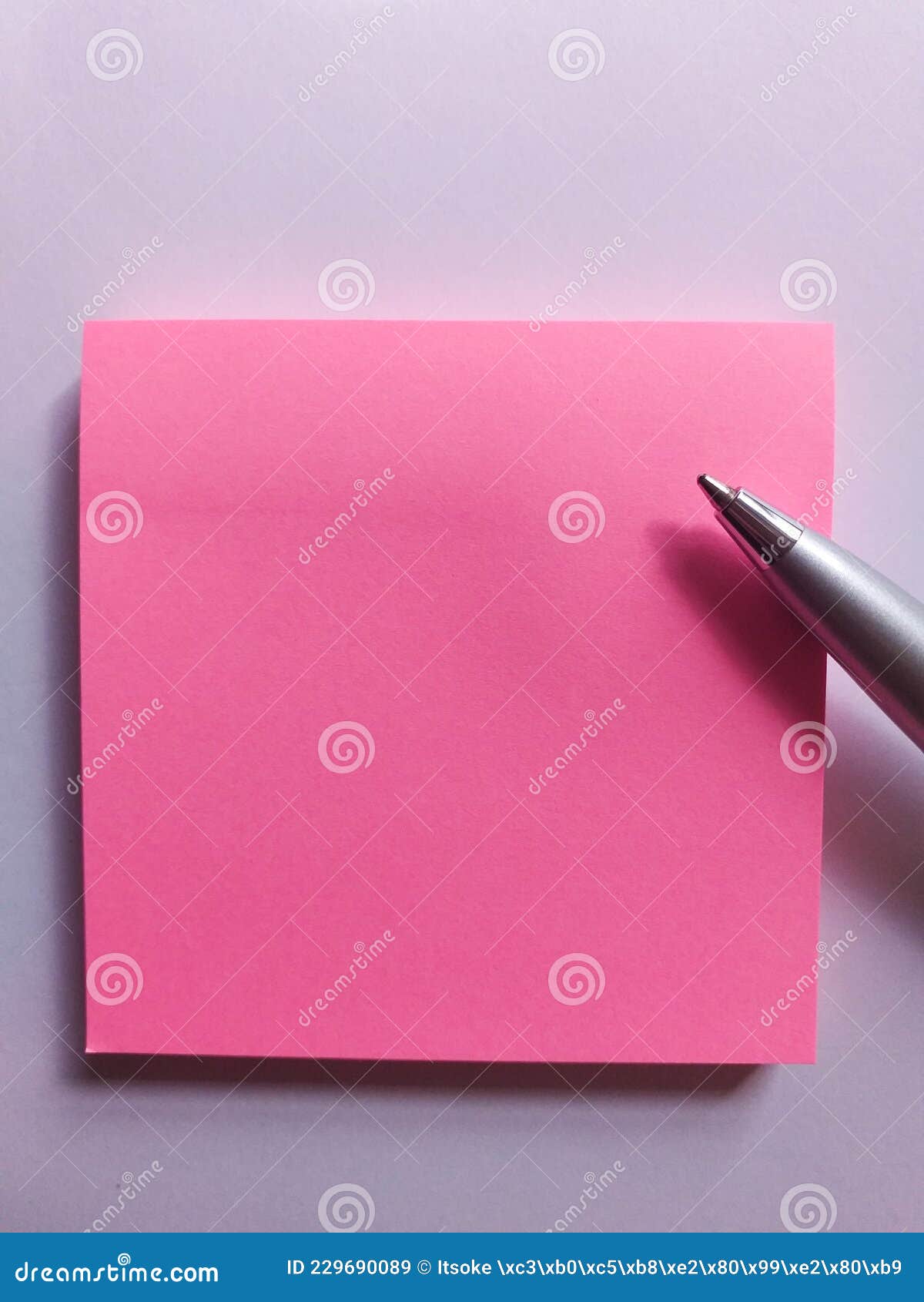 Pink Sticky Notes and a Ballpoint Stock Image - Image of ballpoint ...