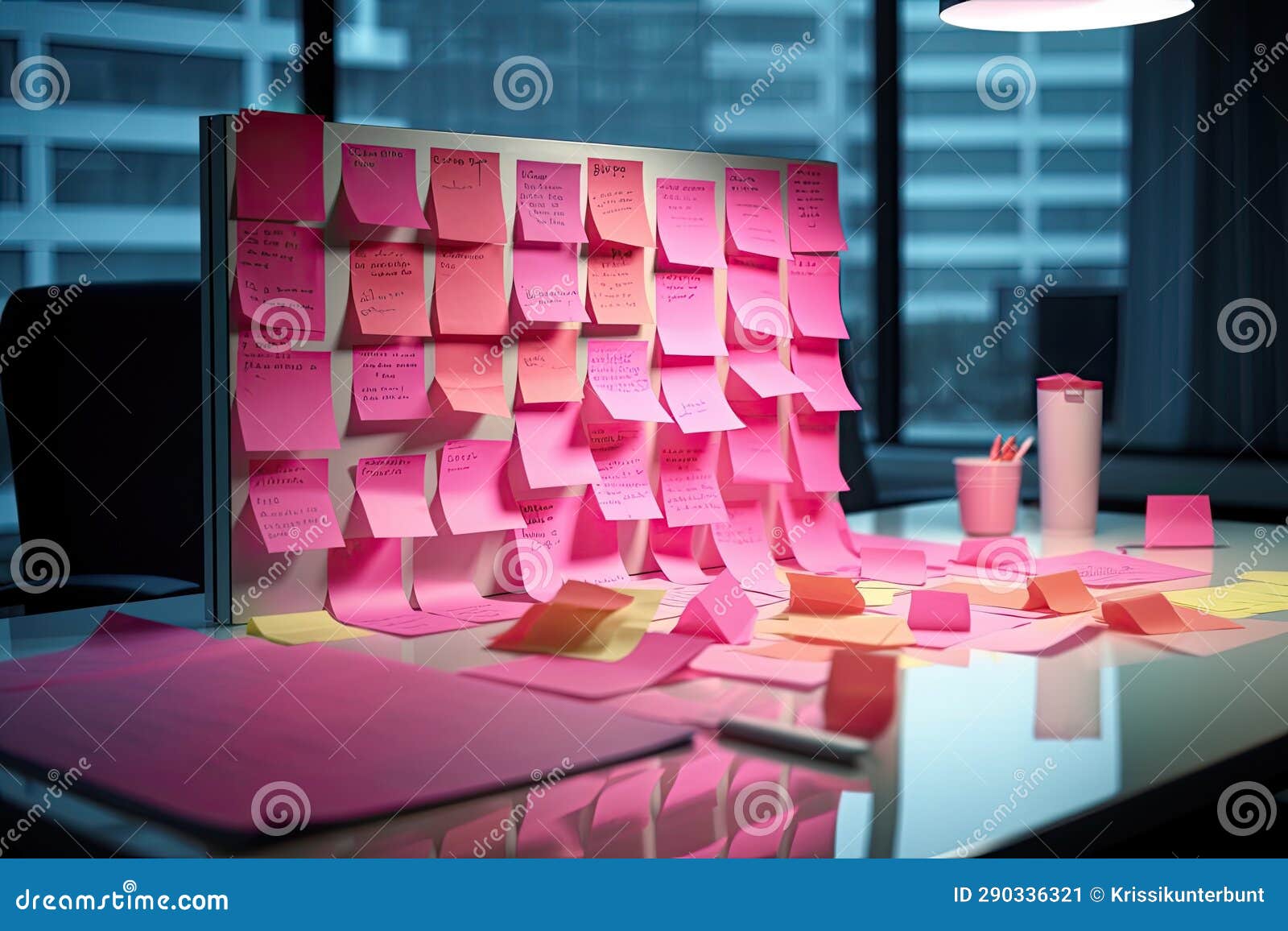 Pink Sticky Notes in Office Stock Image - Image of business, memory ...