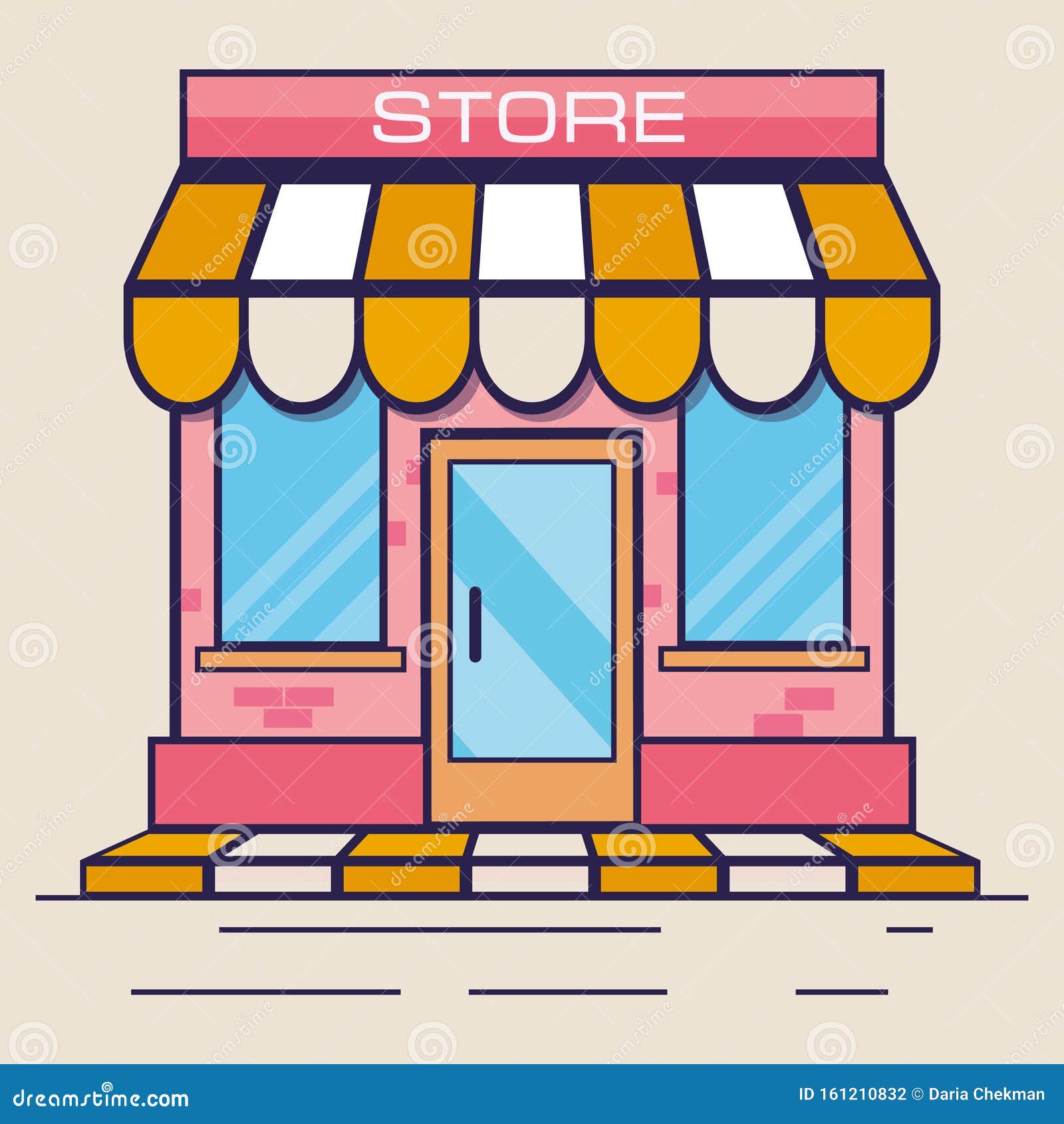 Pink Store Icon. Shop Icon. Flat Design Stock Illustration ...