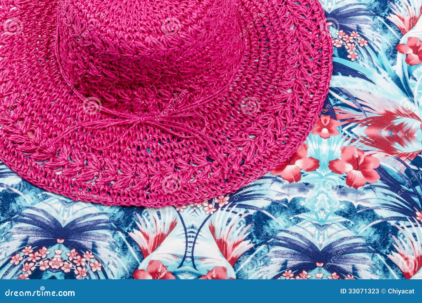 Pink Straw Hat #1 stock image. Image of fabric, pattern - 33071323