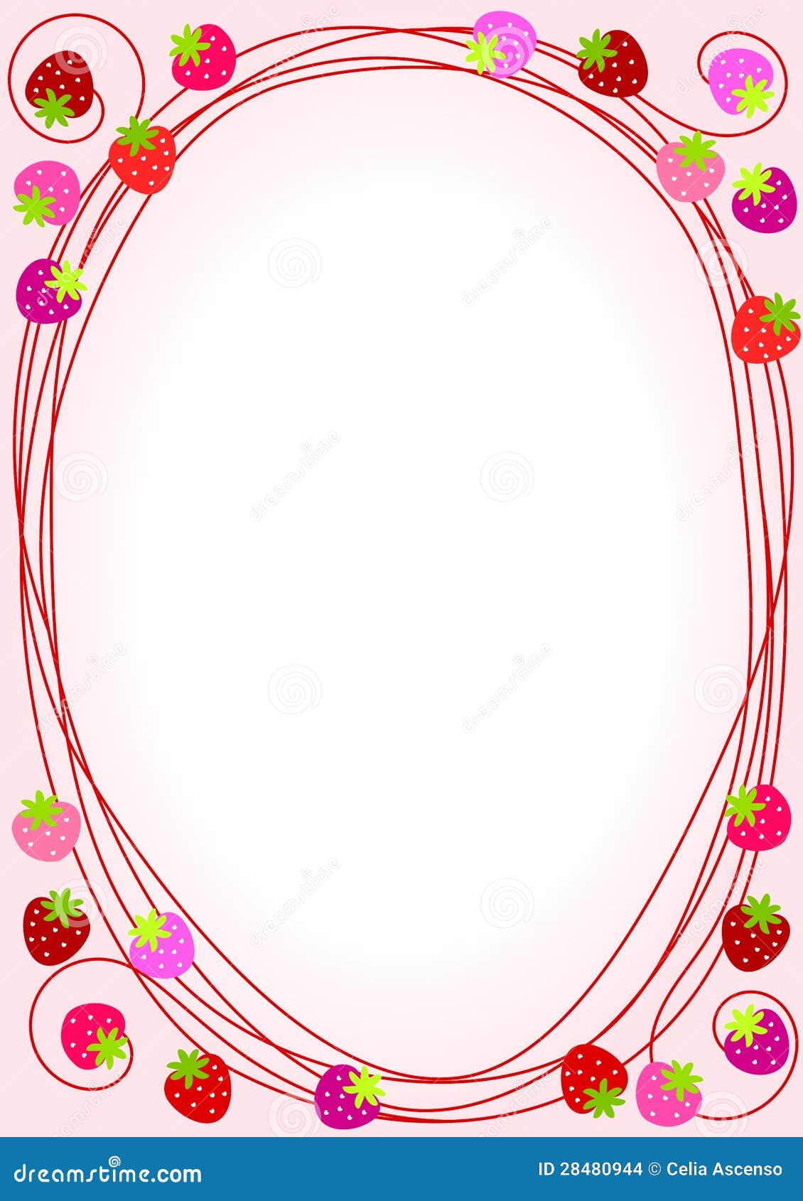 Pink Strawberries Border Frame Stock Photo | CartoonDealer.com #28480944