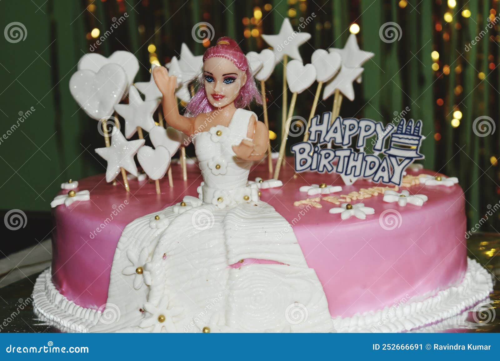 Pink Strawberry Flavour Birthday Cake Stock Image - Image of ...