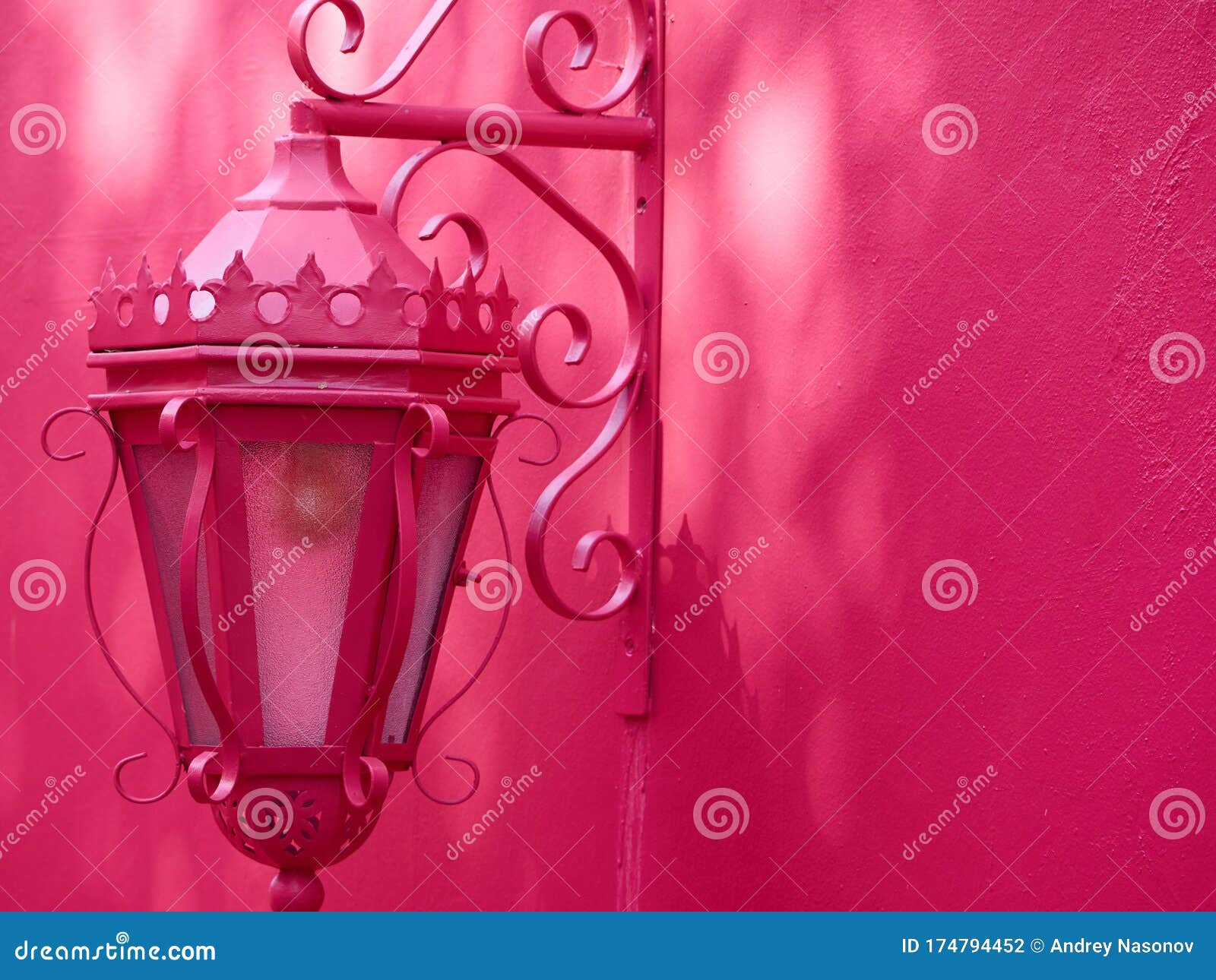 Pink Street Lamp on a Pink Wall Stock Photo - Image of facade, ancient ...
