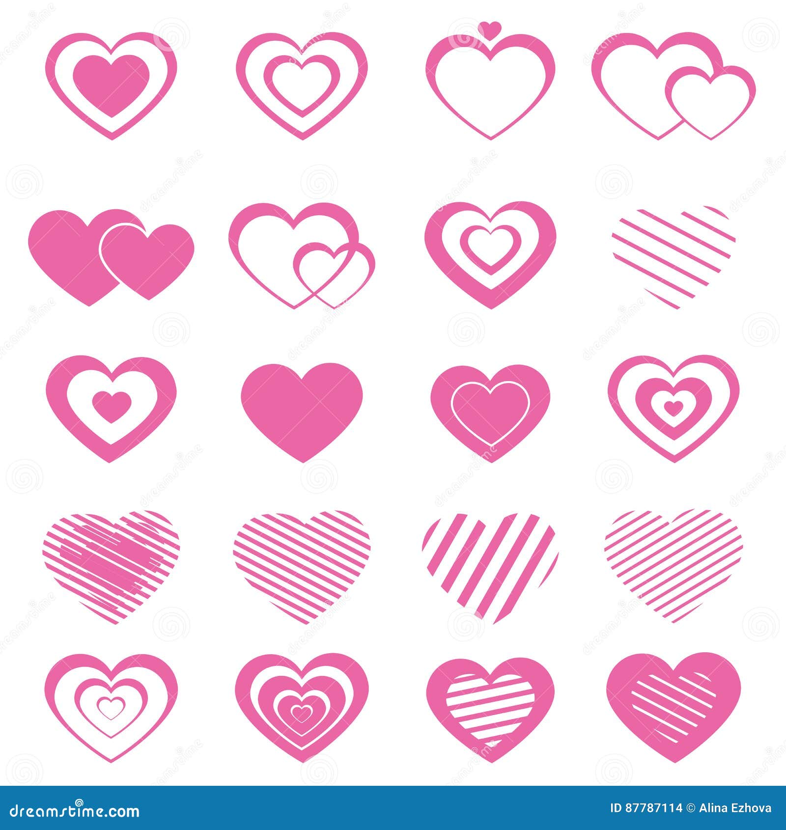 Pink striped heart stock vector. Illustration of heart - 87787114