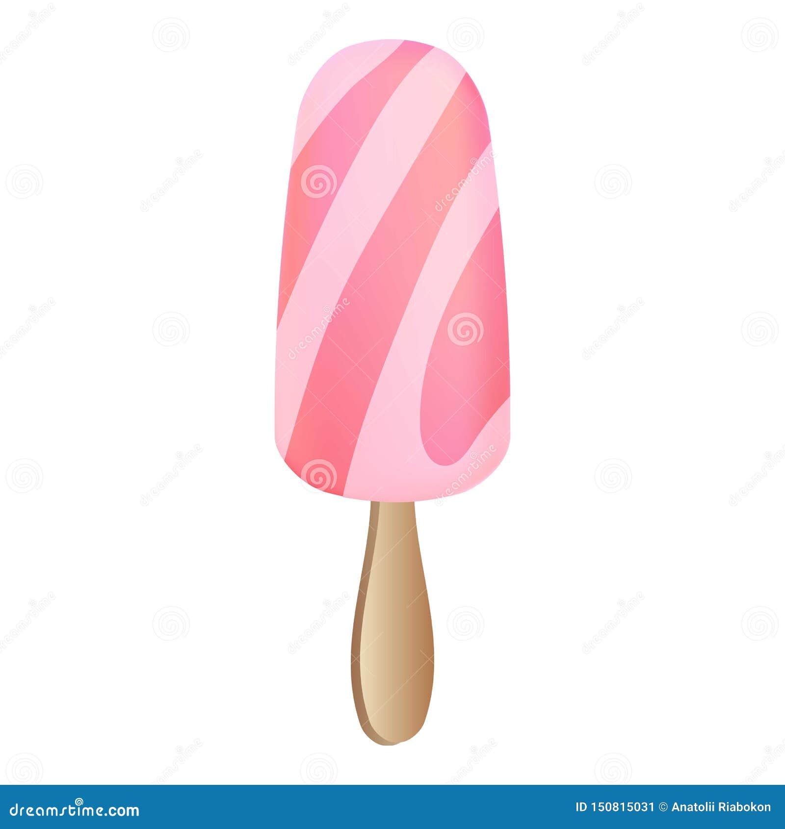 Pink Striped Popsicle Icon, Cartoon Style Stock Vector - Illustration ...