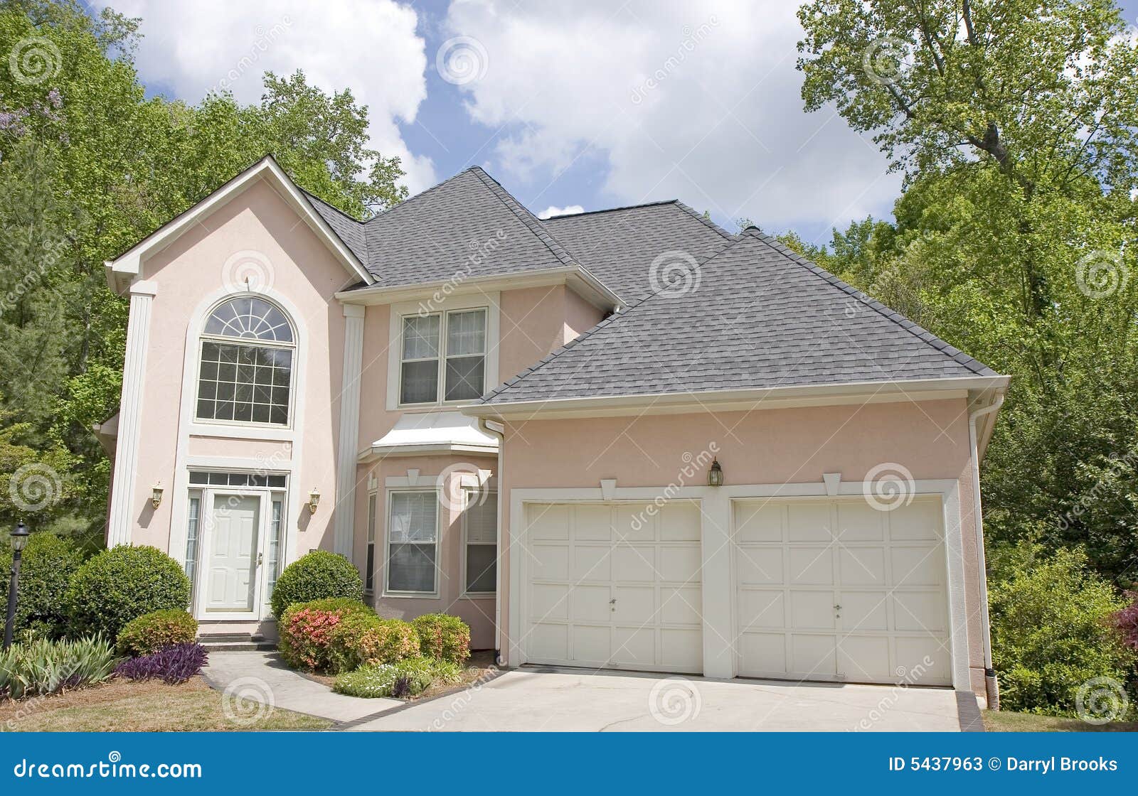 Pink Stucco stock image. Image of lawn, house, stucco - 5437963