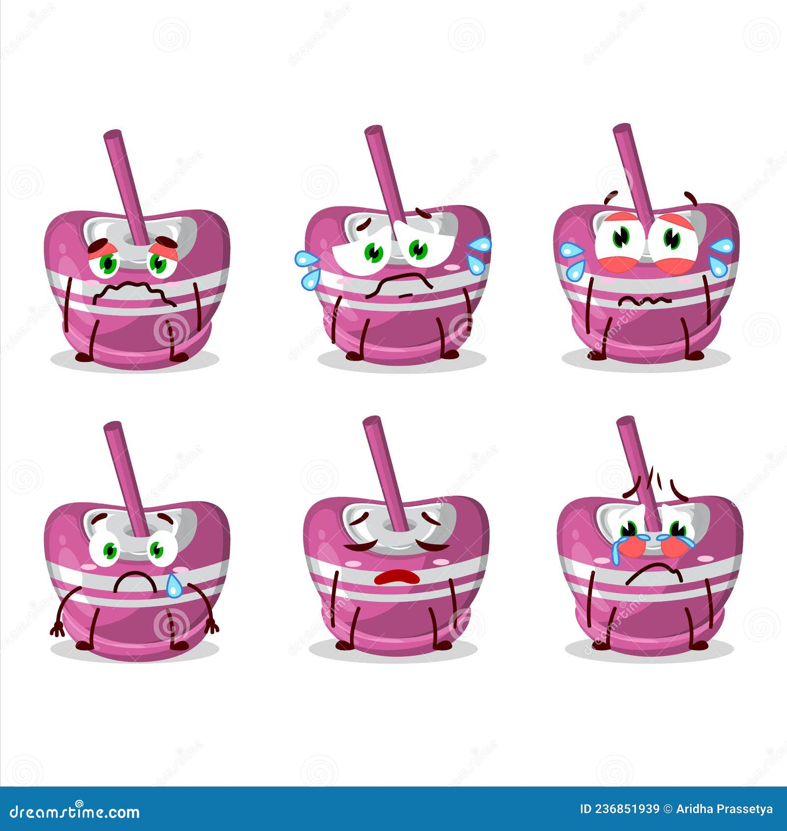Pink Sugar Candy Cartoon Character with Sad Expression Stock Vector ...