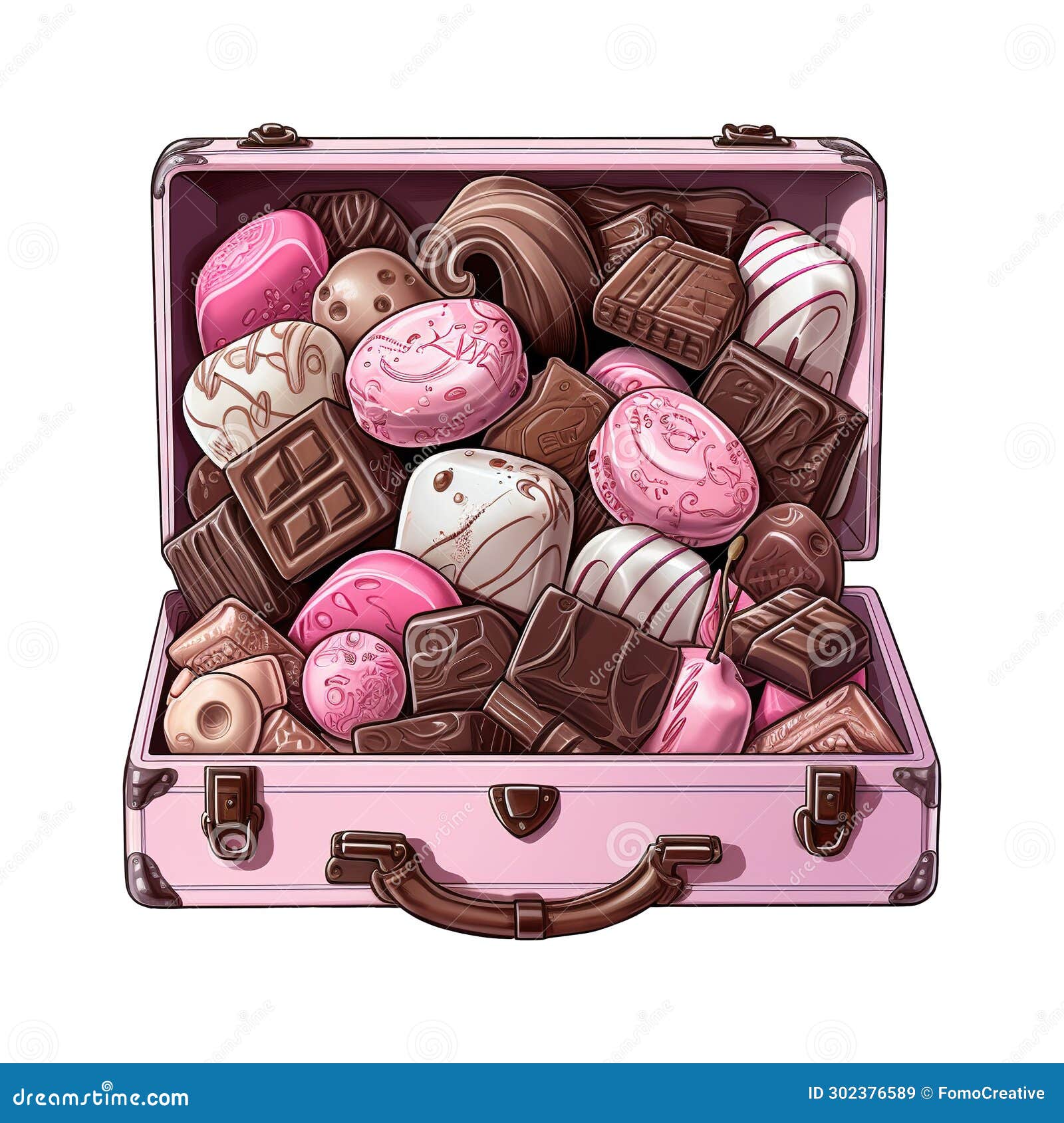Pink Suitcase Filled with Chocolates and Candies Stock Image ...