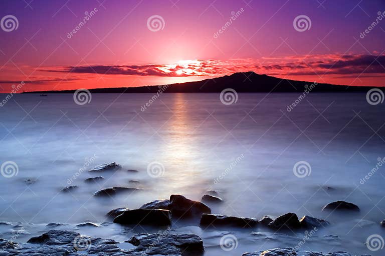 Pink Sunrise stock image. Image of long, rocks, water - 5976855
