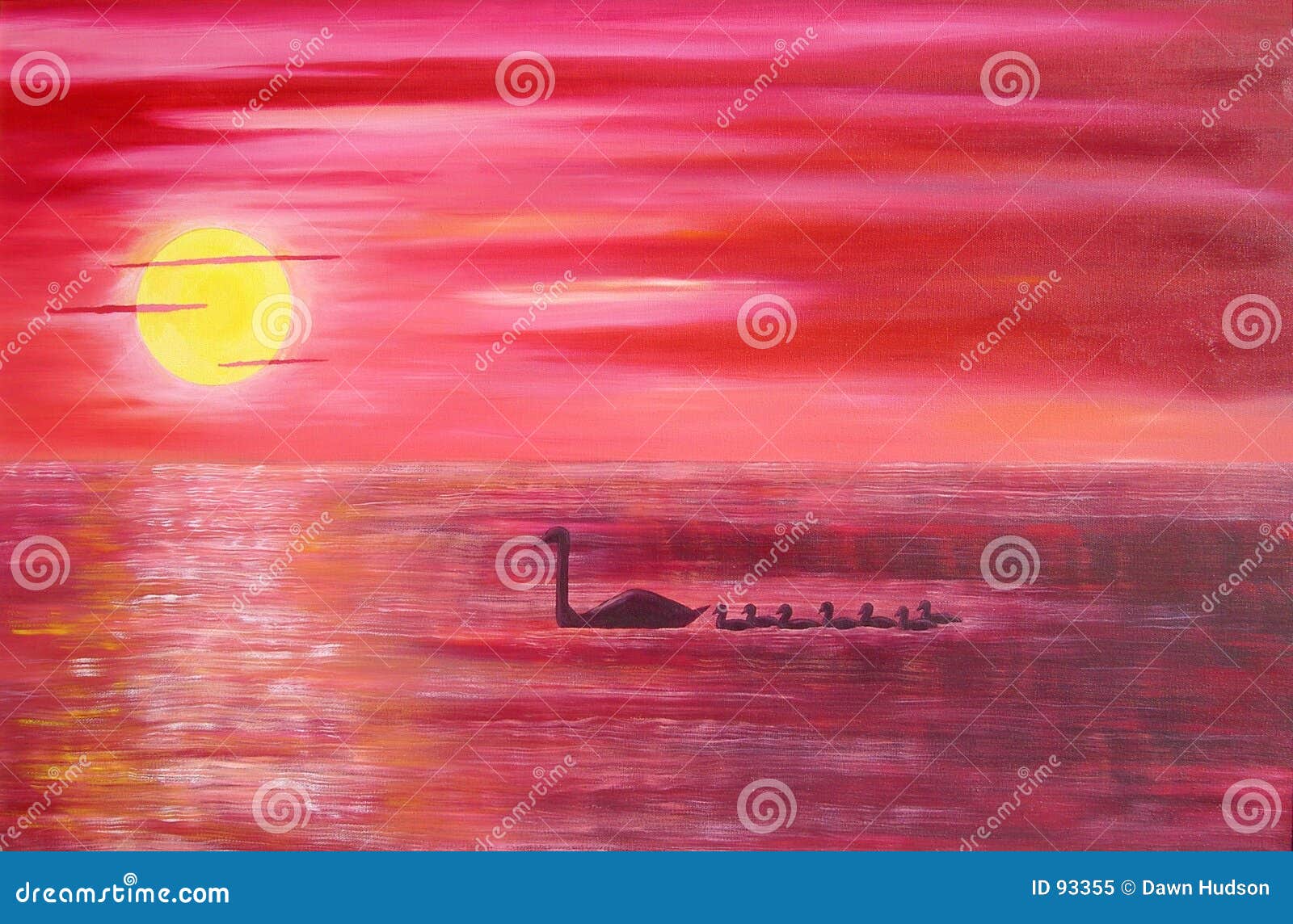 Pink Sunset Or Sunrise On The Beach. Blond Girl In Hanging Between Palm ...