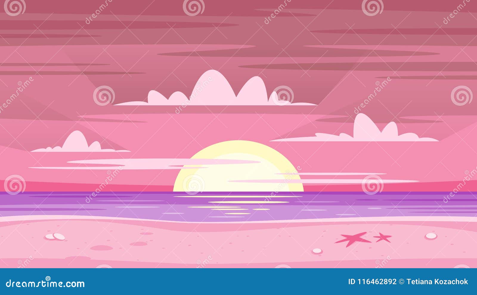 Pink Sunset Light Sun Beam Reflection Shadow Of Palm Tropical Tree ...