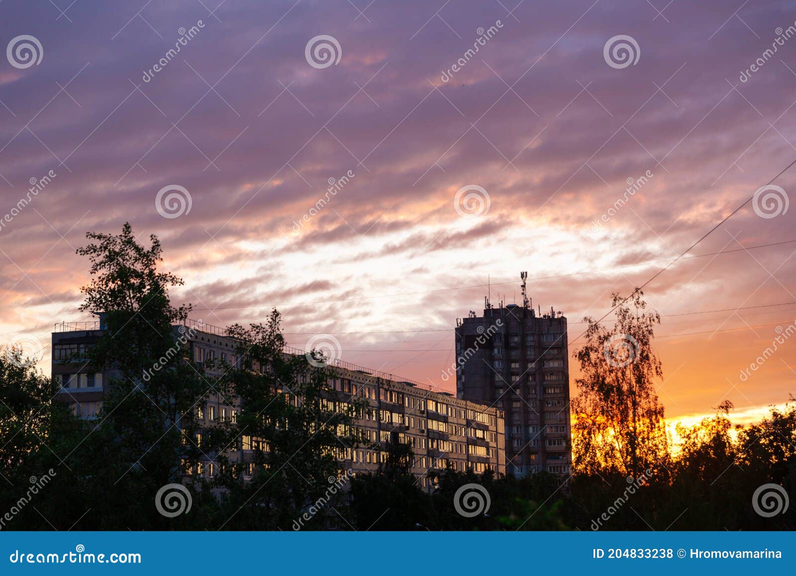 Pink sunset in the city stock photo. Image of abstract - 204833238