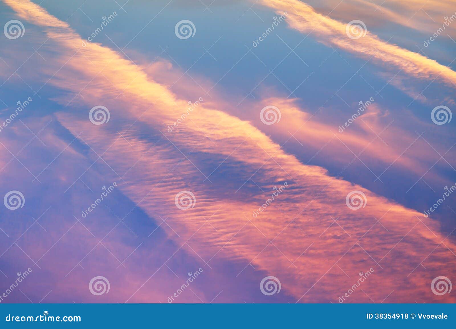 Pink Sunset Clouds in Blue Spring Sky Stock Photo - Image of gloaming ...
