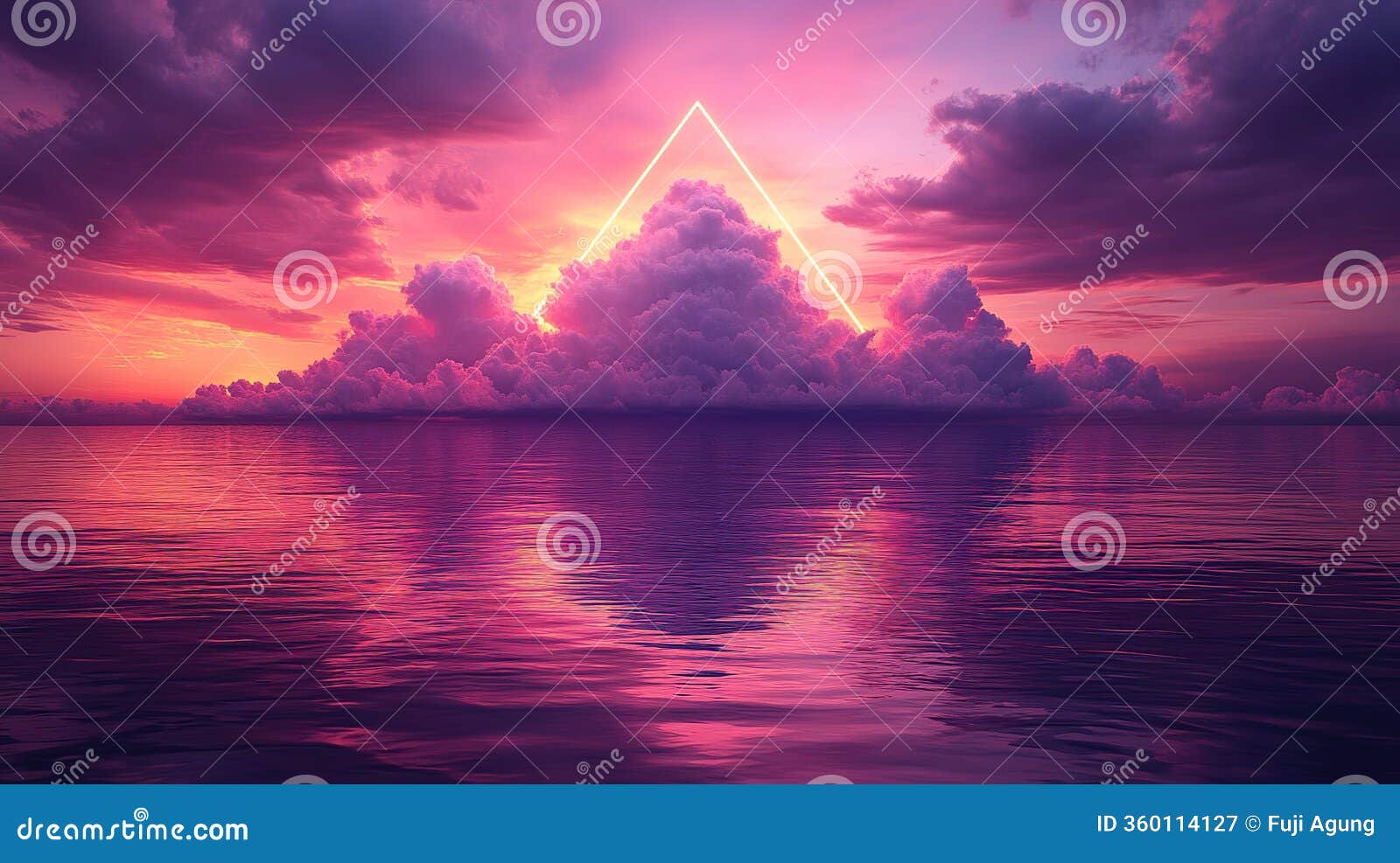 Pink Sunset, Ocean, Triangle Light, Clouds, Dreamy, Design Stock ...