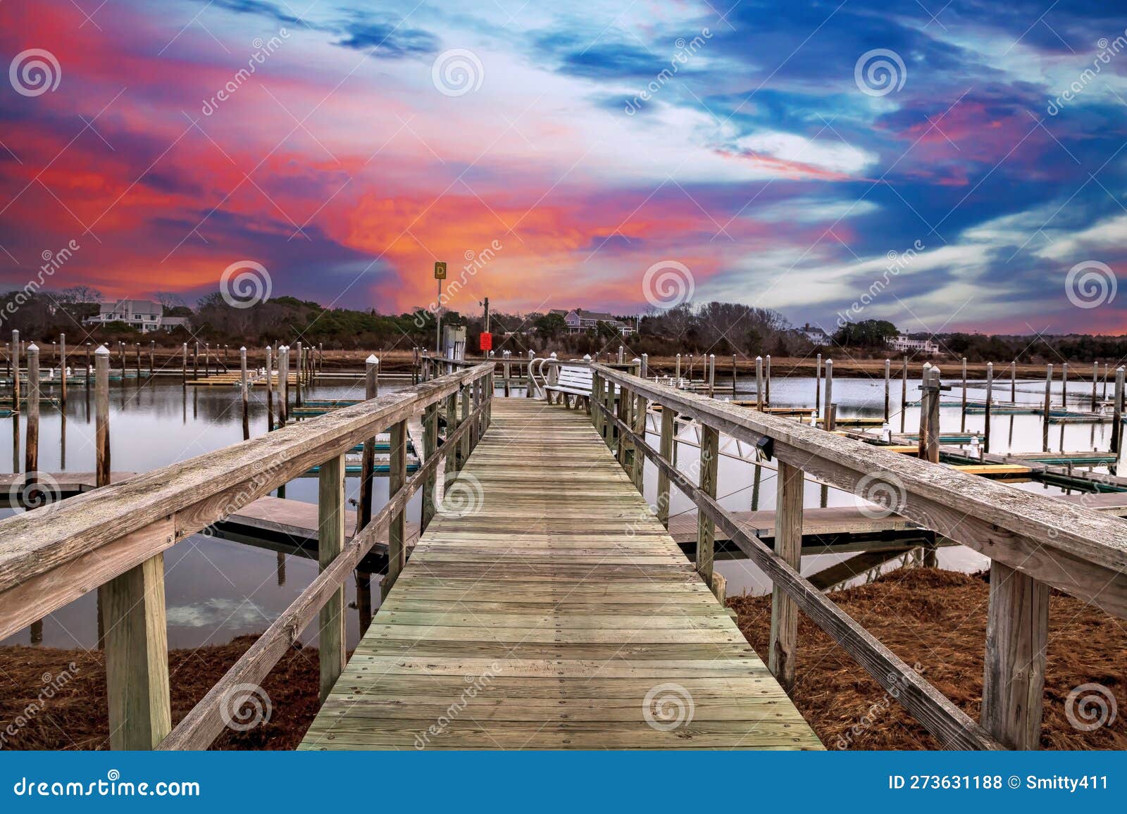 Sunset Over the Sesuit Harbor Marina on Cape Cod in East Dennis Stock ...