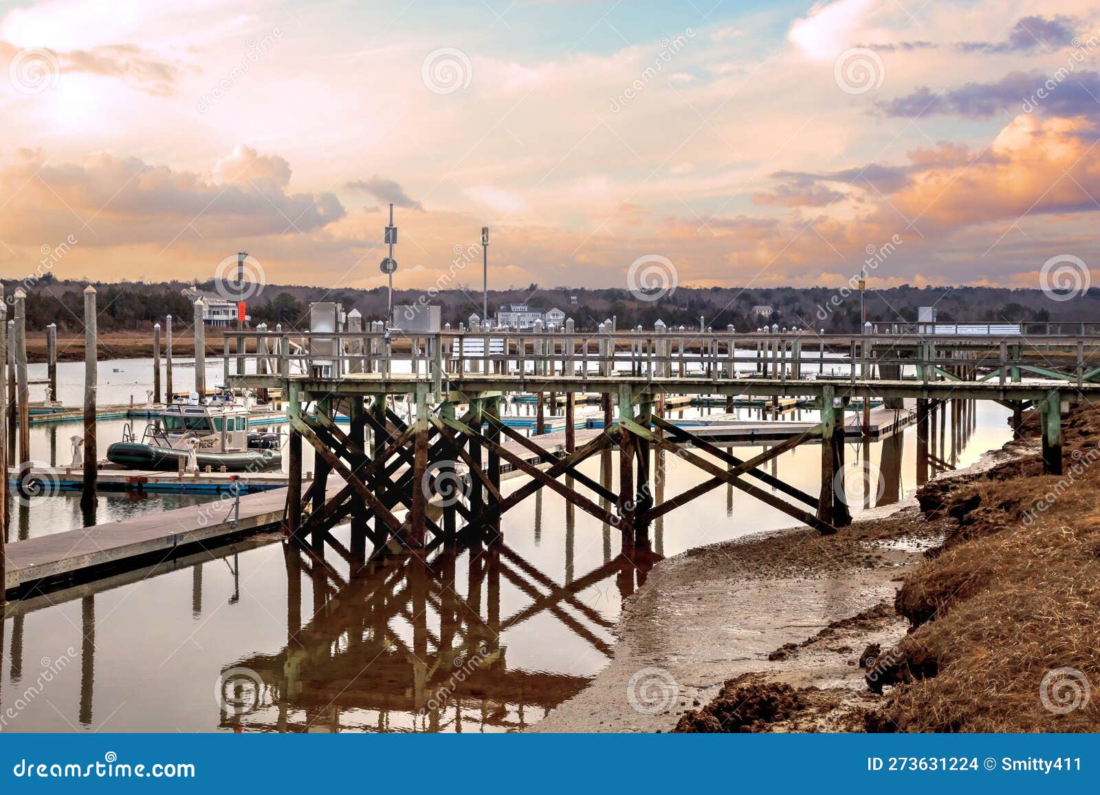 Sunset Over the Sesuit Harbor Marina on Cape Cod in East Dennis Stock ...