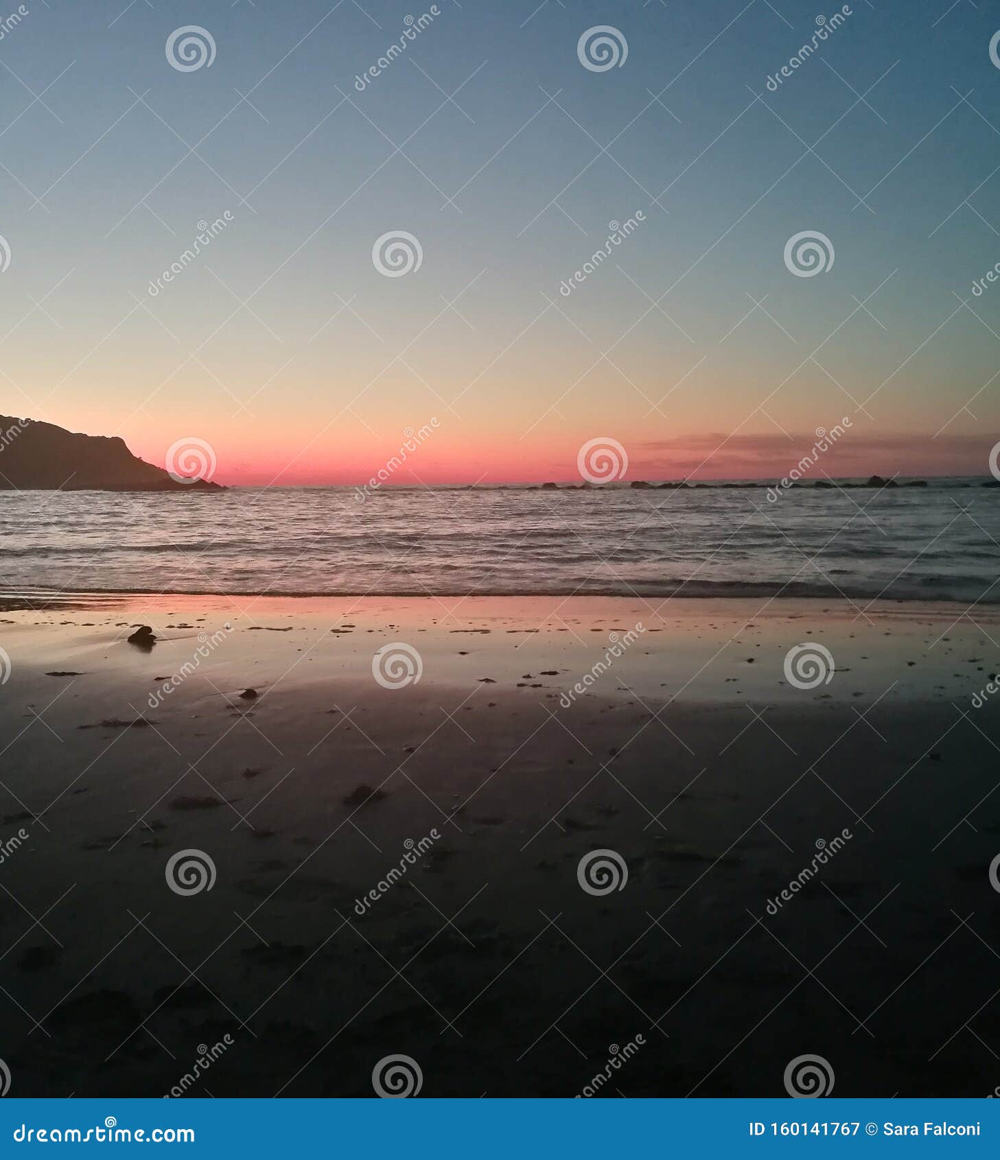 Pink sunset in Pesaro stock image. Image of adriaticcoast - 160141767