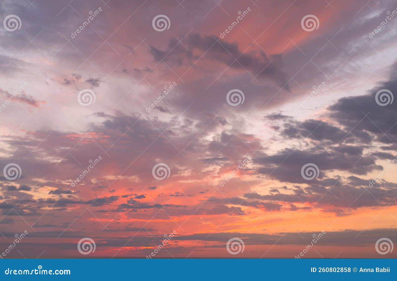 Pink Sunset Sky with Different Clouds. Stock Photo - Image of weather, clouds: 260802858
