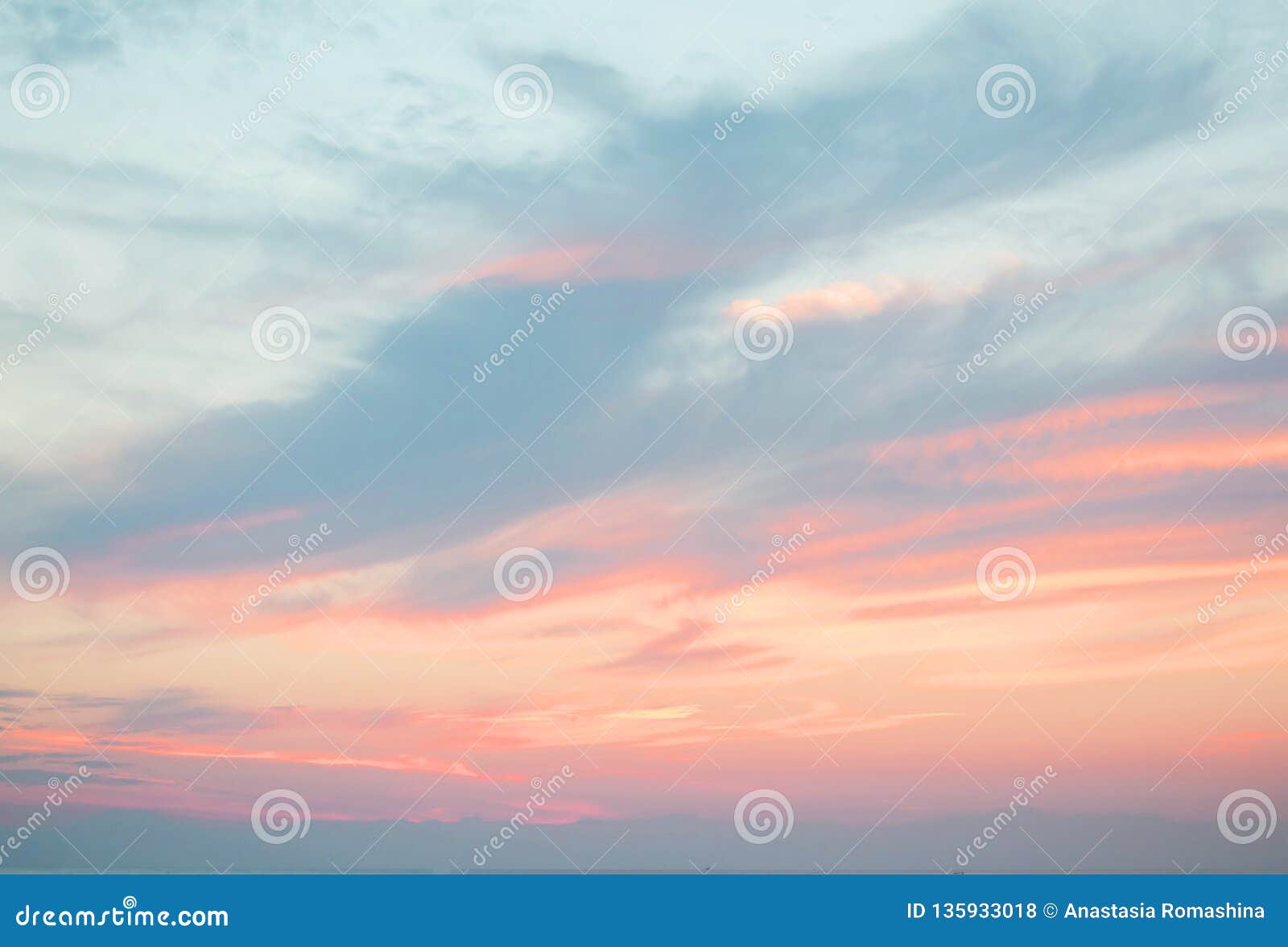 Pink Sunset with Turquoise Clouds. Beautiful Sky. Stock Photo - Image ...
