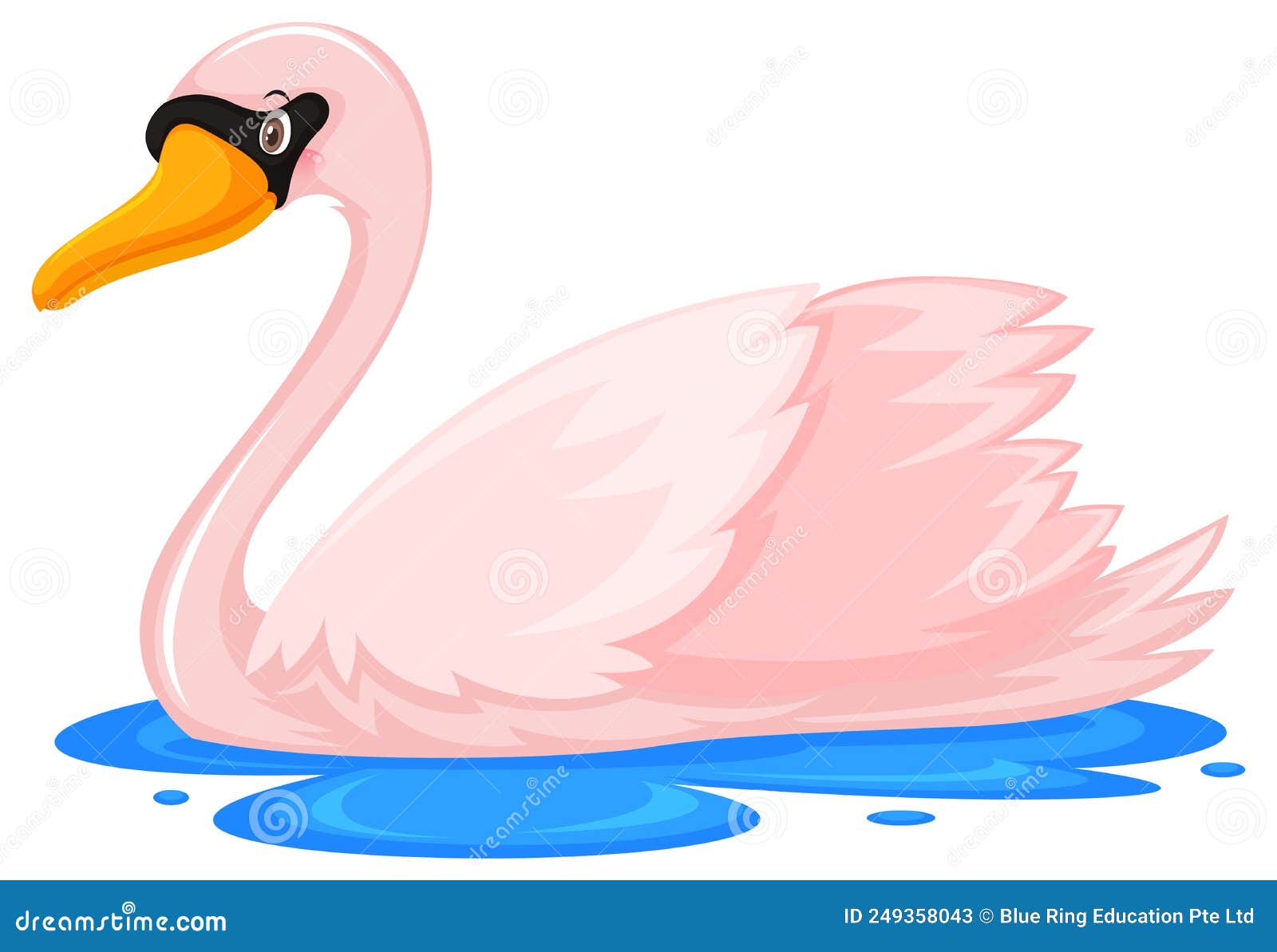 Pink swan in cartoon style stock vector. Illustration of living - 249358043