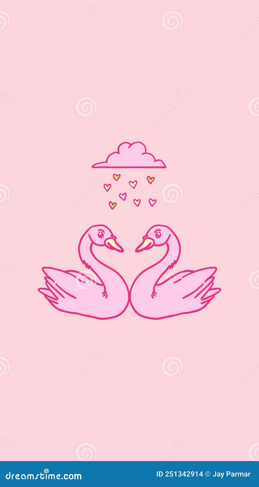 Pink Swan Cute Wallpaper stock illustration. Illustration of drawing ...