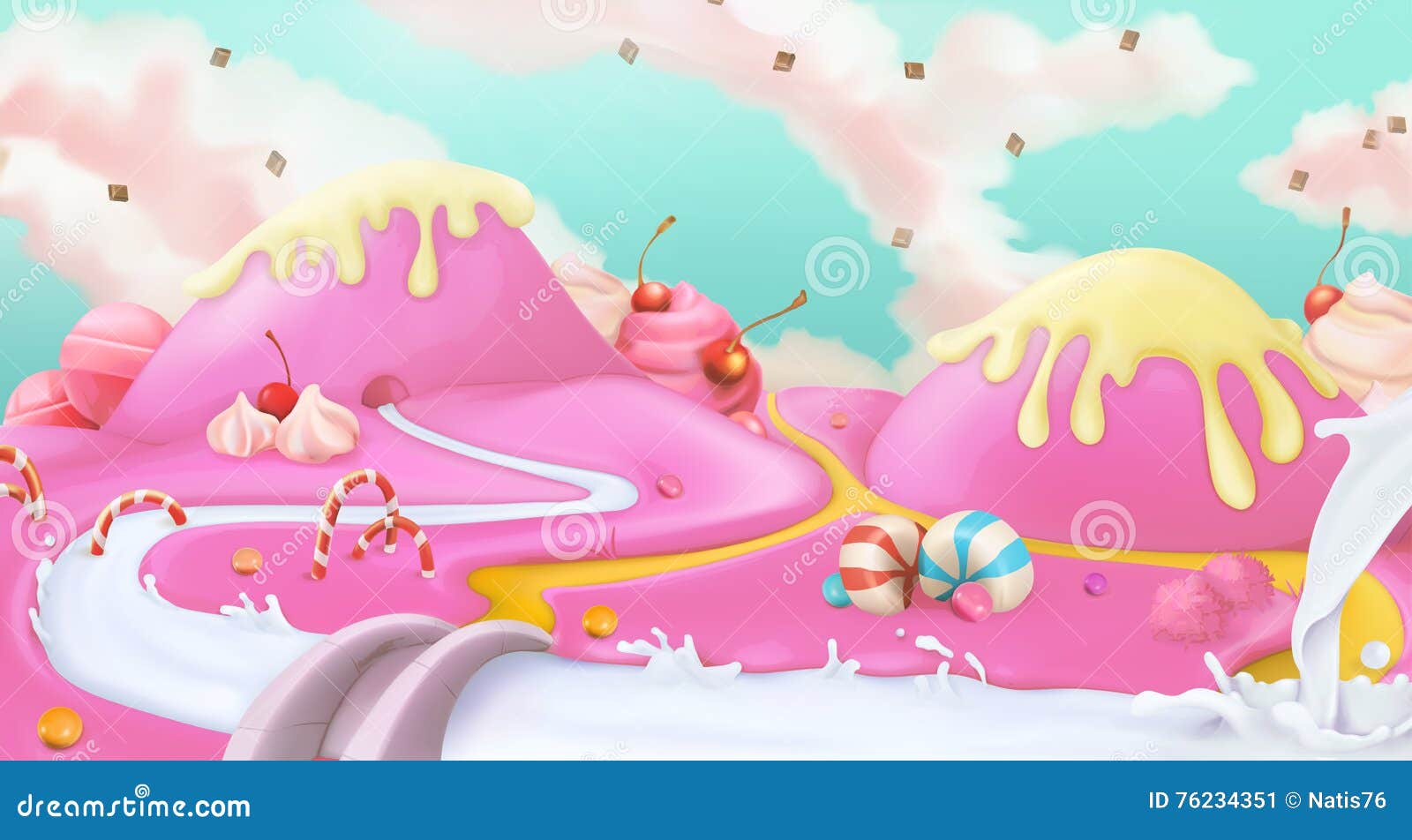 Pink Sweet Landscape Background Stock Vector - Illustration of ...